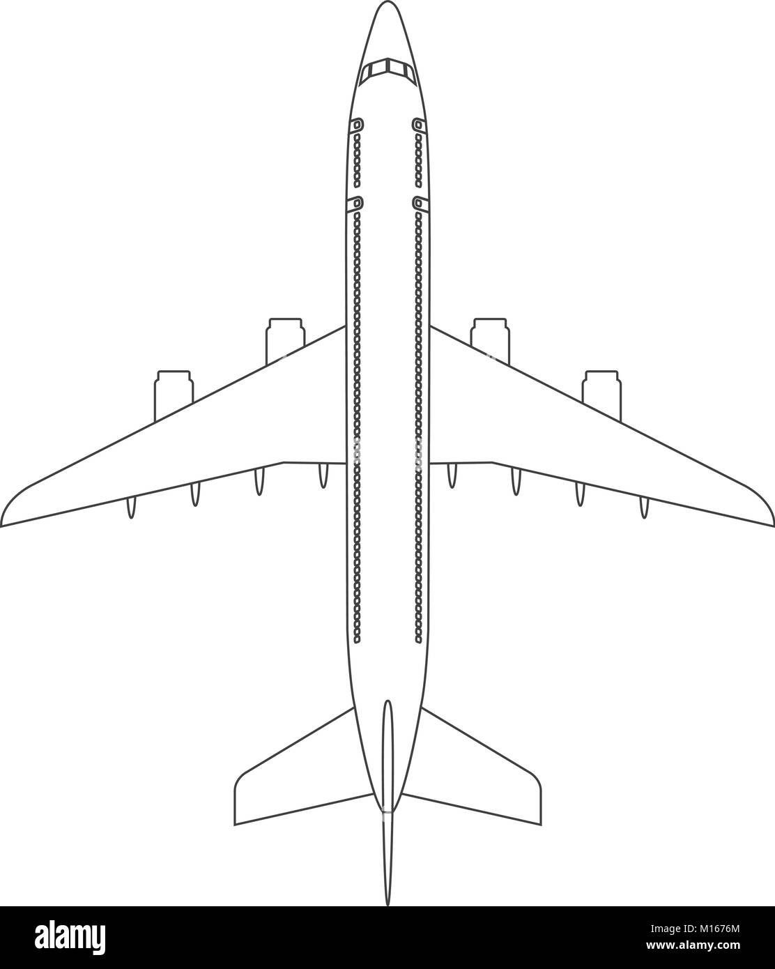 Flugzeug Symbol mit trendigen Linie oder Umriss streichen Stil ...