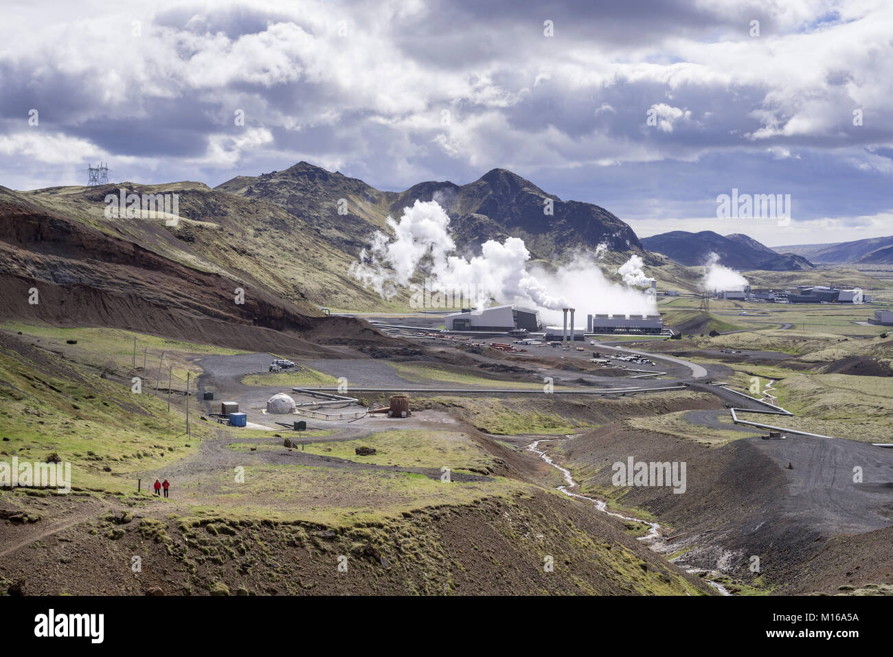 Blick auf die hellisheiði Kraftwerk, Hengill Volcano System ...