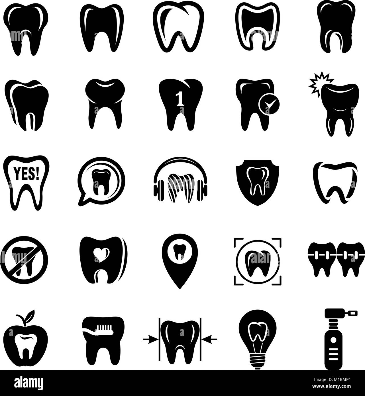 Zahn logo zahnmedizinische Klinik Symbole gesetzt, einfachen Stil Stock ...