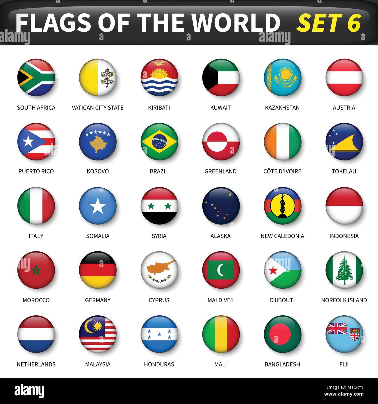 Alle Flaggen der Welt 6. Kreis und konvexe Design Stock-Vektorgrafik ...