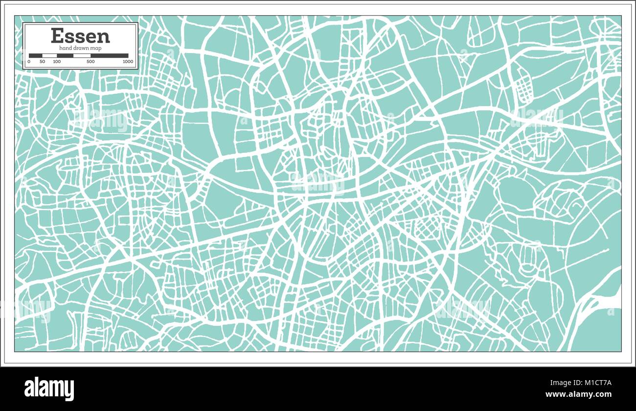 Essen Deutschland Stadtplan im Retro-stil. Übersichtskarte. Vector ...