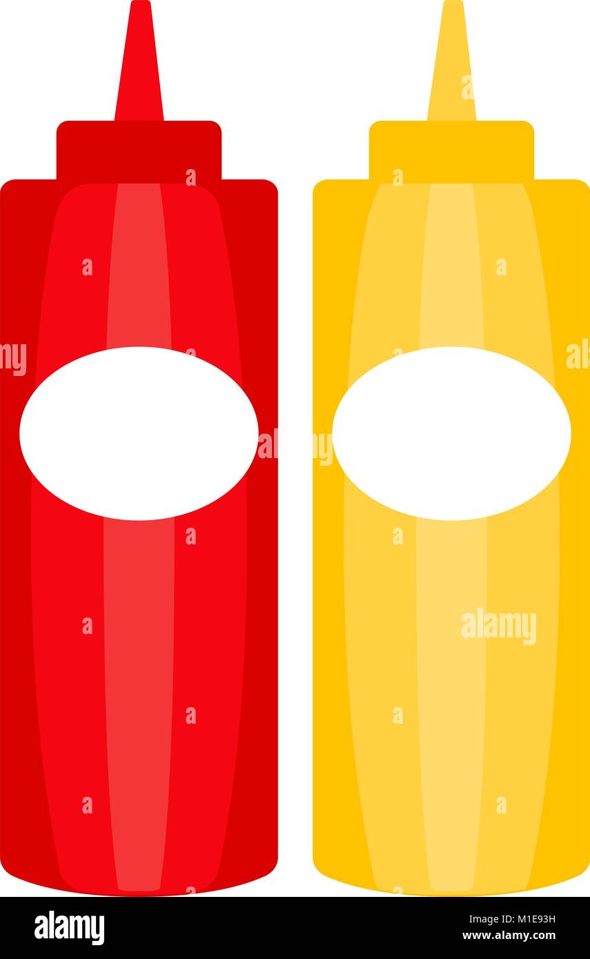Bunte ketchup Senf sauce Flasche Symbol Poster Stock-Vektorgrafik - Alamy
