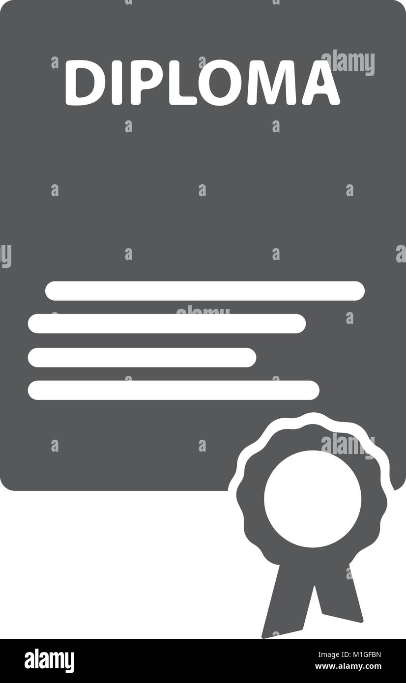 Das Diplom Symbol. Zertifikat Symbol. Flache Vektor Stock-Vektorgrafik ...
