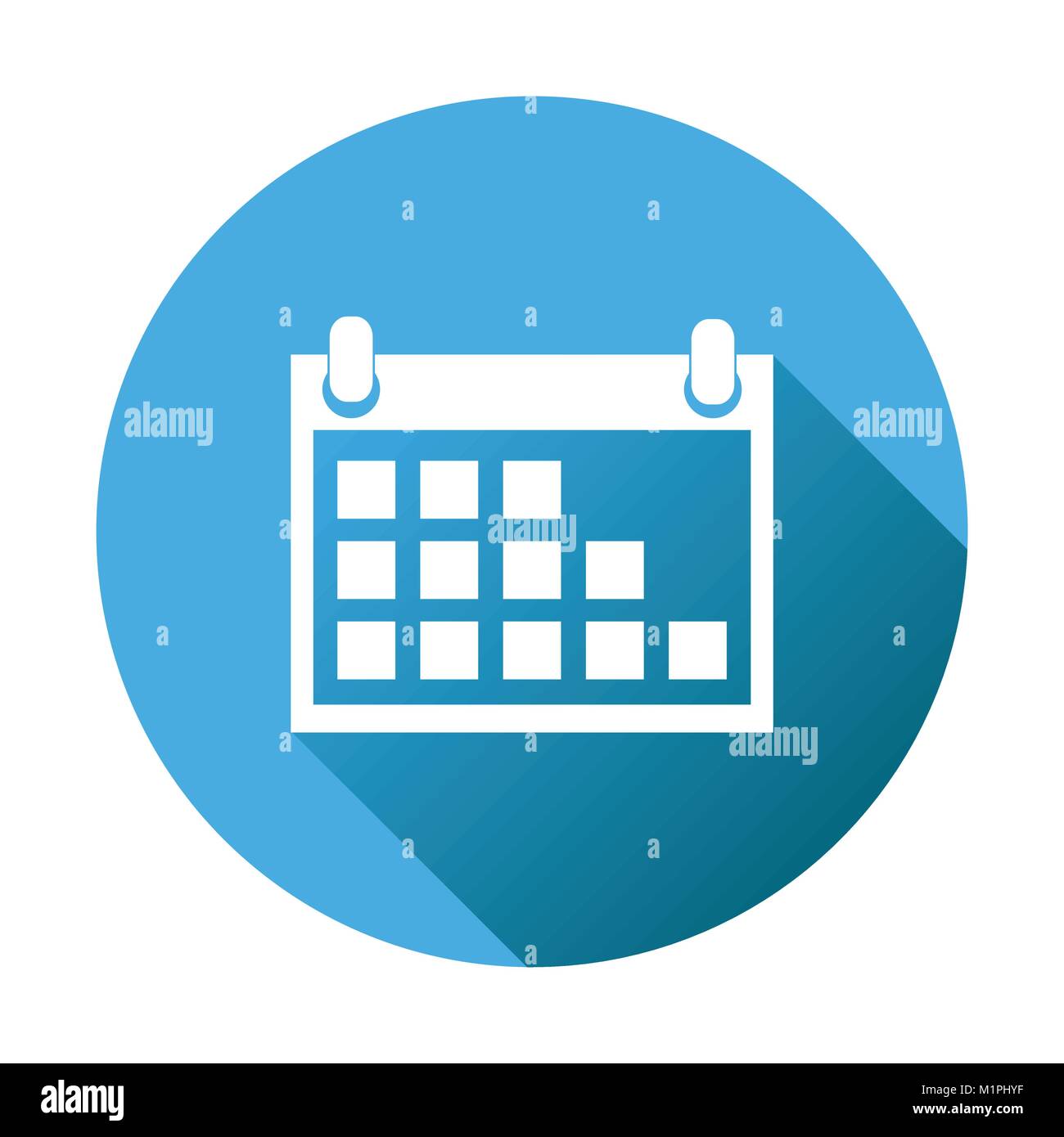 Symbol "Kalender" auf Blauer runder Hintergrund, Vector Illustration ...