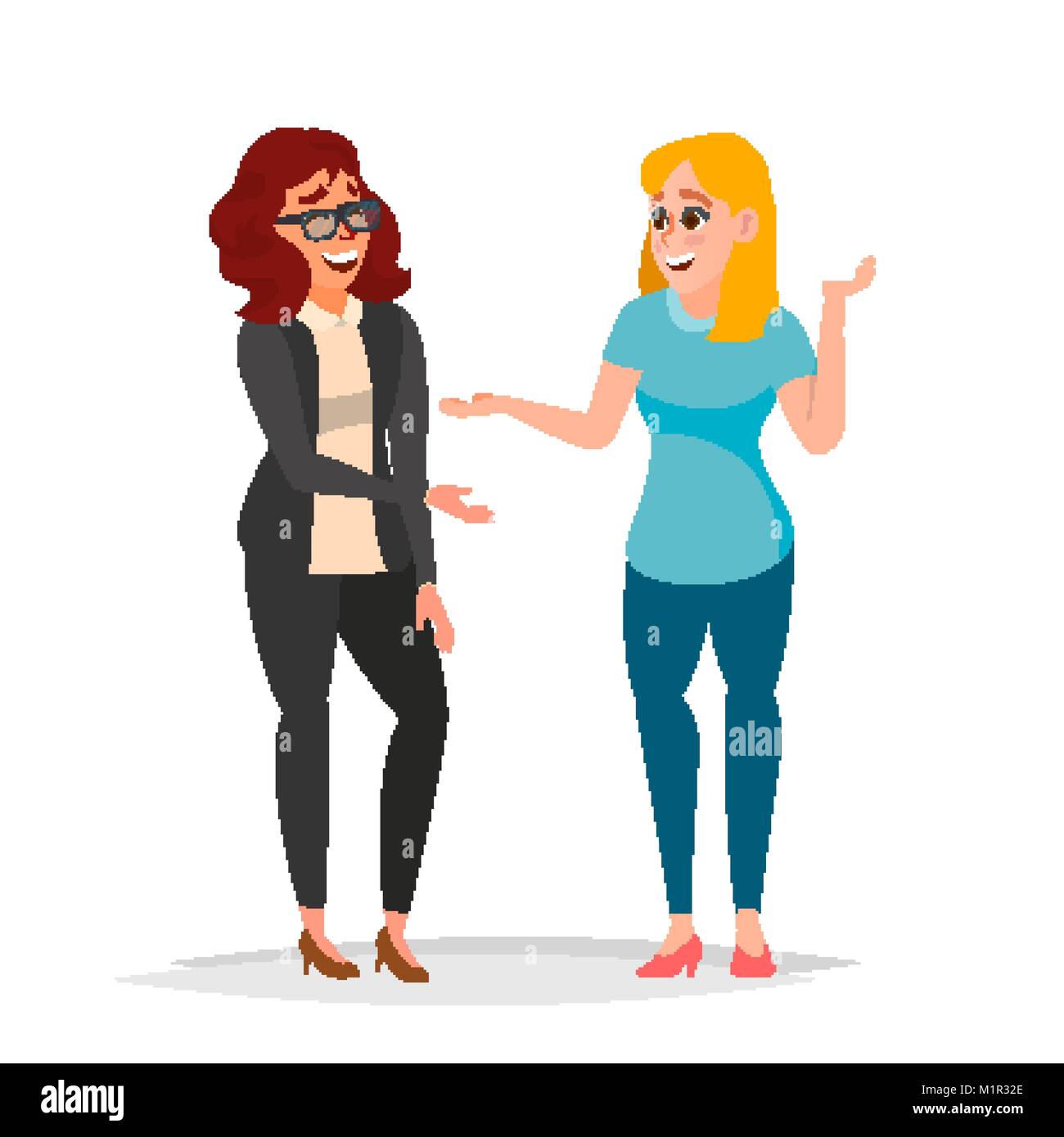 Sprechen Frauen Vektor. Lachen, Freunde, Arbeitskollegen. Kommunikation ...