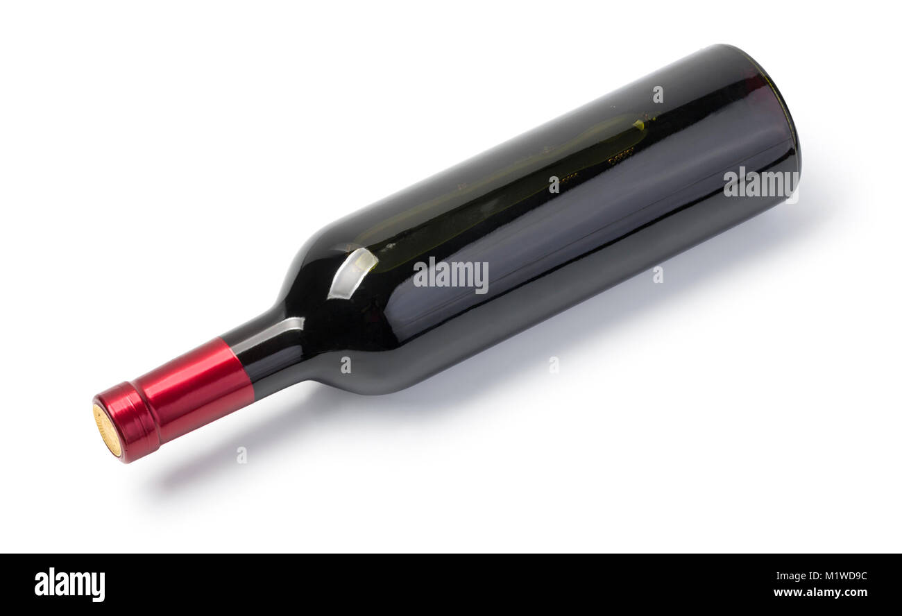 Rotwein Flasche auf Weiß mit Freistellungspfad isoliert Stockfotografie ...