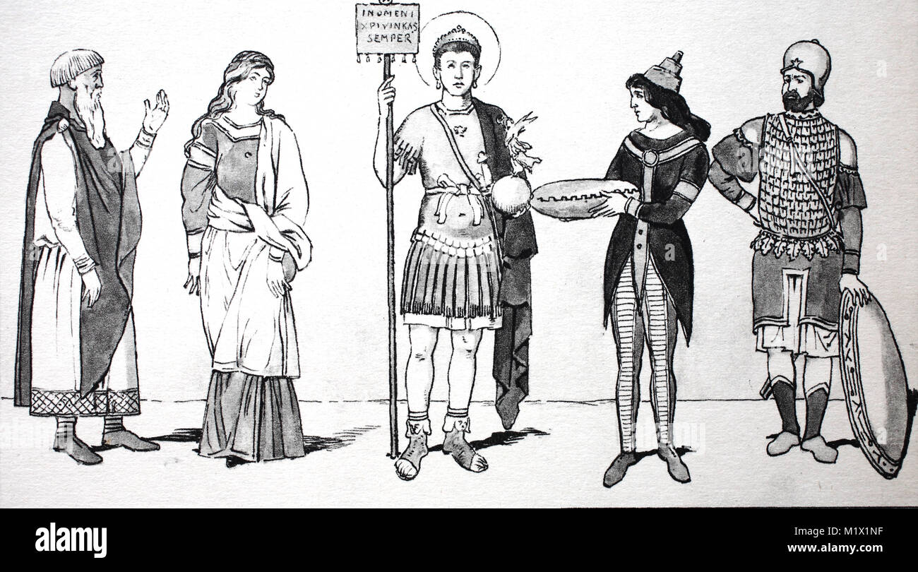 Bekleidung, Mode, Europa, Mittelalter 3.-10. Jahrhunderts, von der ...
