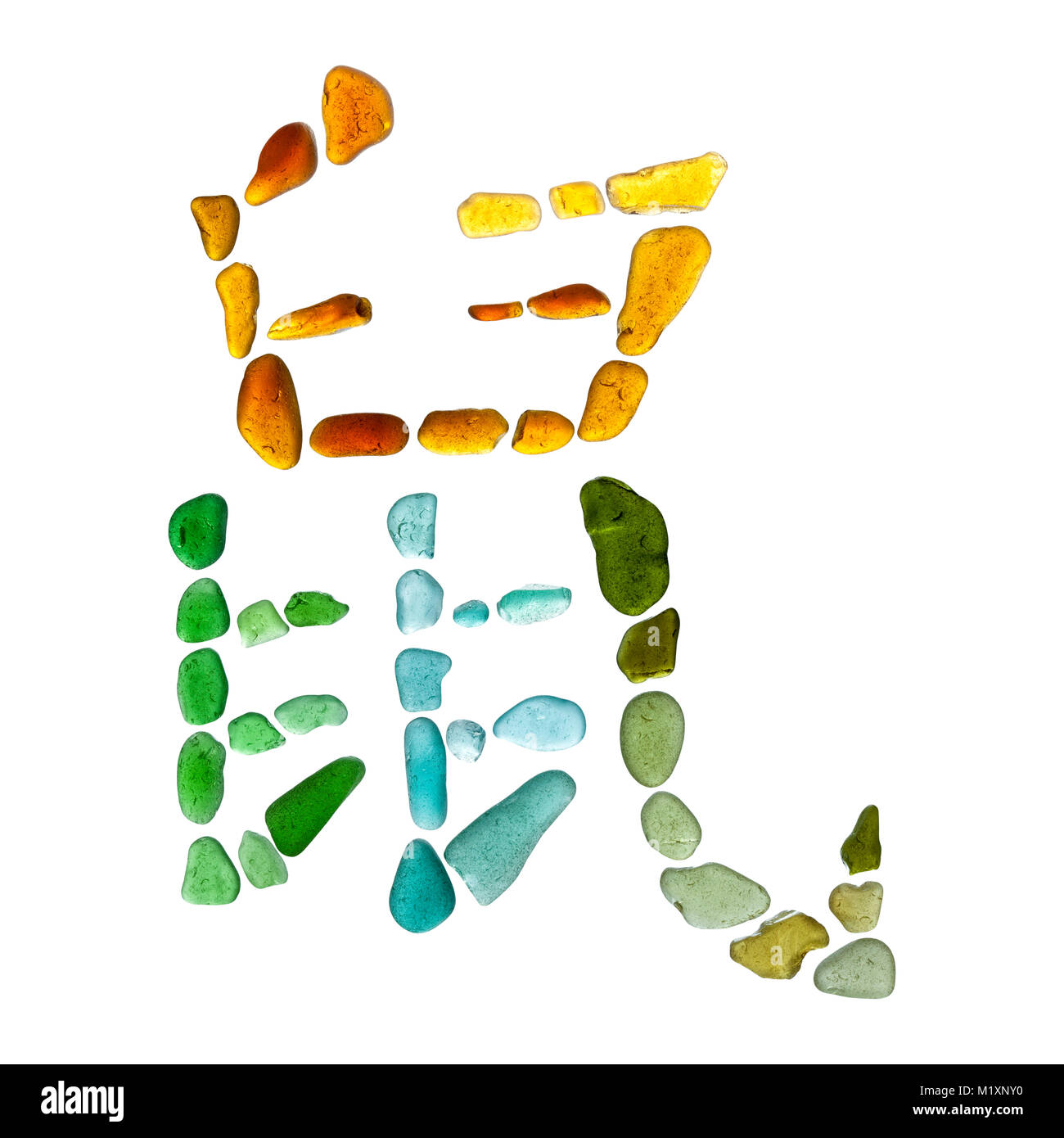 Chinesische symbol Shu, Maus, aus Meer Glas auf weißem Hintergrund ...