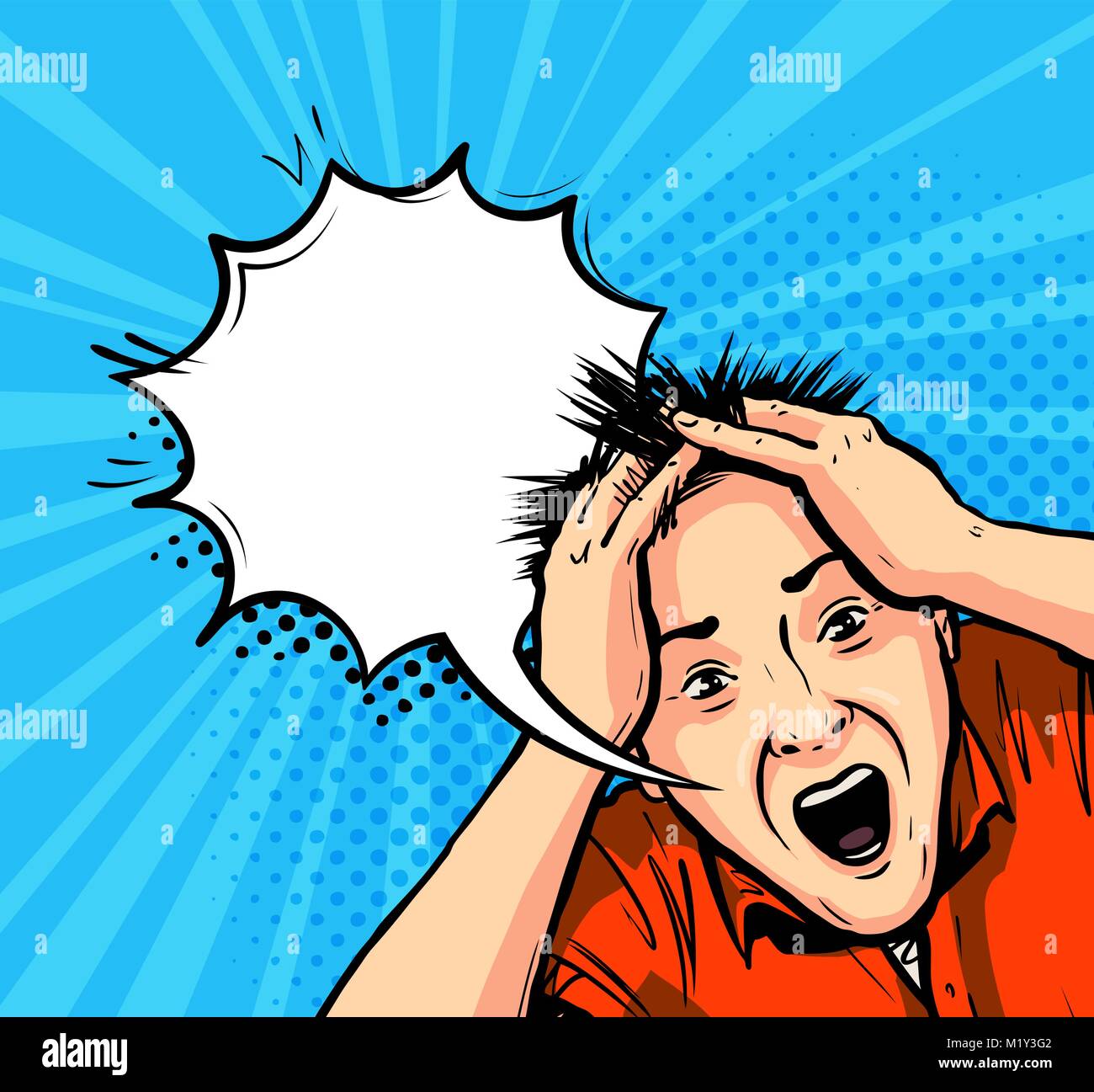 Schockiert, Mann. Panik, Horror, Stress Konzept. Vector Illustration in ...