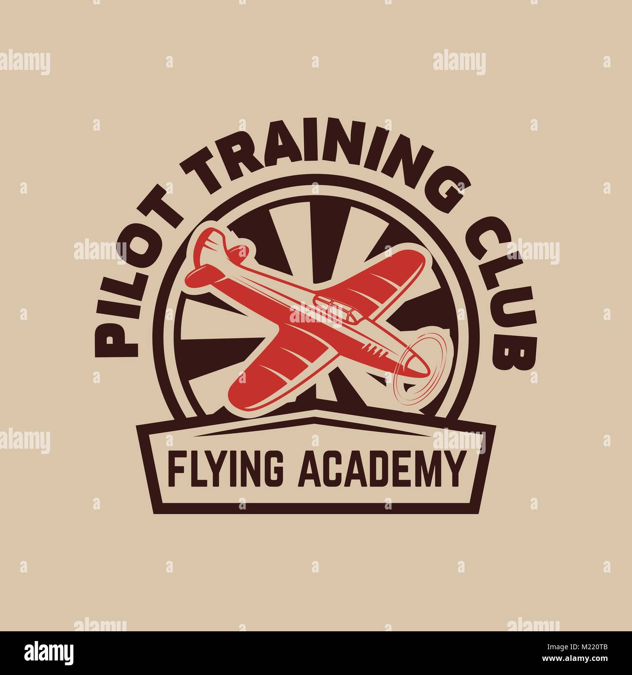 Aviation Training Center emblem Vorlage mit retro Flugzeug. Design ...