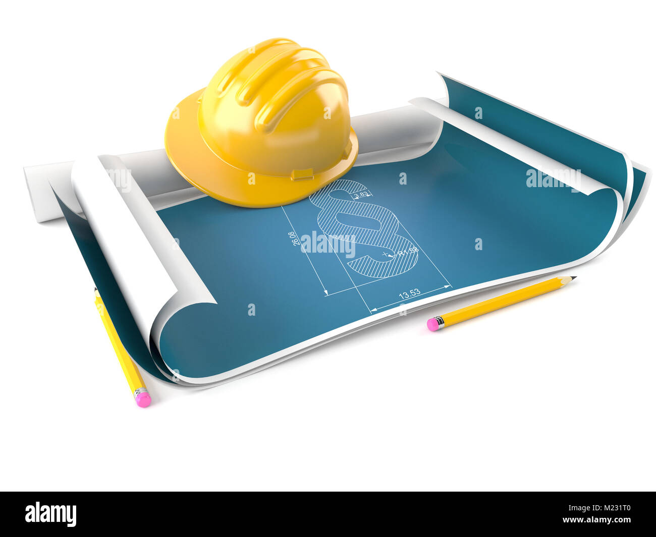 Absatz Symbol auf Blueprint auf weißem Hintergrund Stockfotografie - Alamy