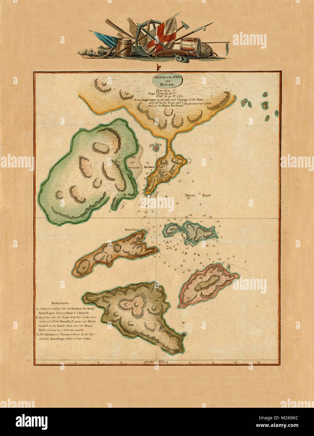 Historische Karte von Macau, China circa 1780 Stockfotografie - Alamy