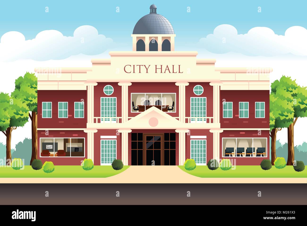 Ein Vektor Abbildung: Rathaus Gebäude Stock-Vektorgrafik - Alamy