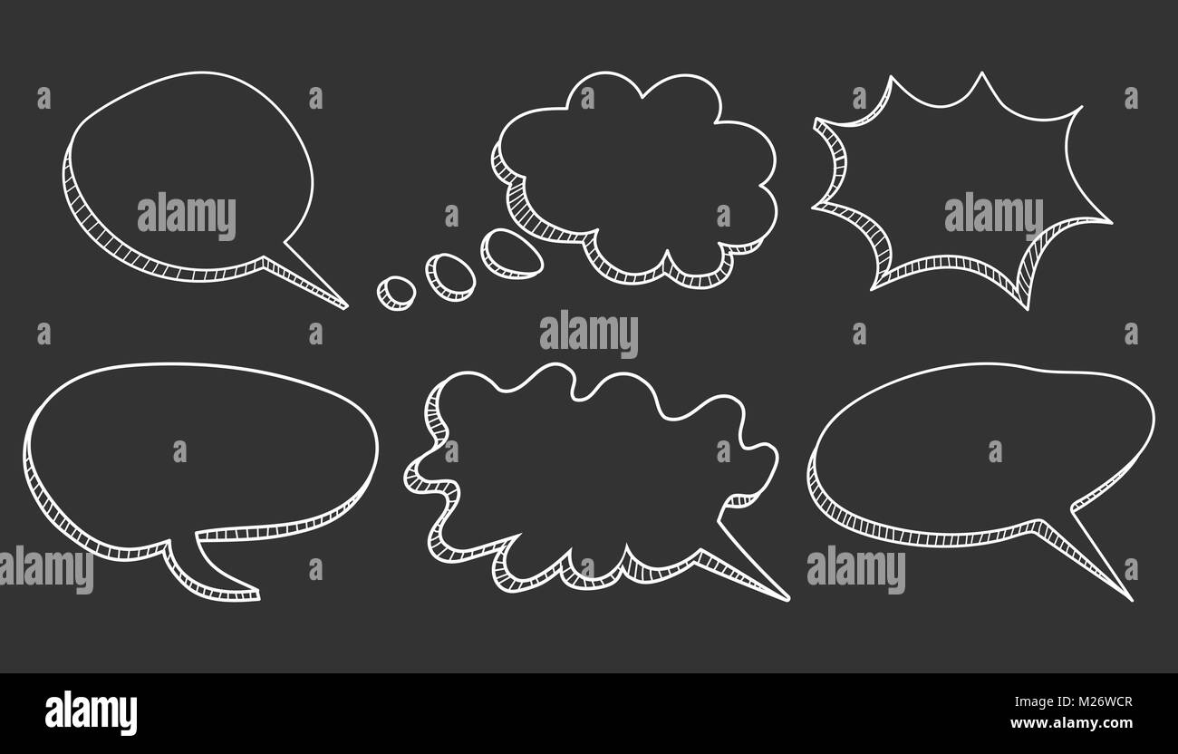 Sprechblasen Icon Set. Hand Vector Illustration auf schwarzem ...