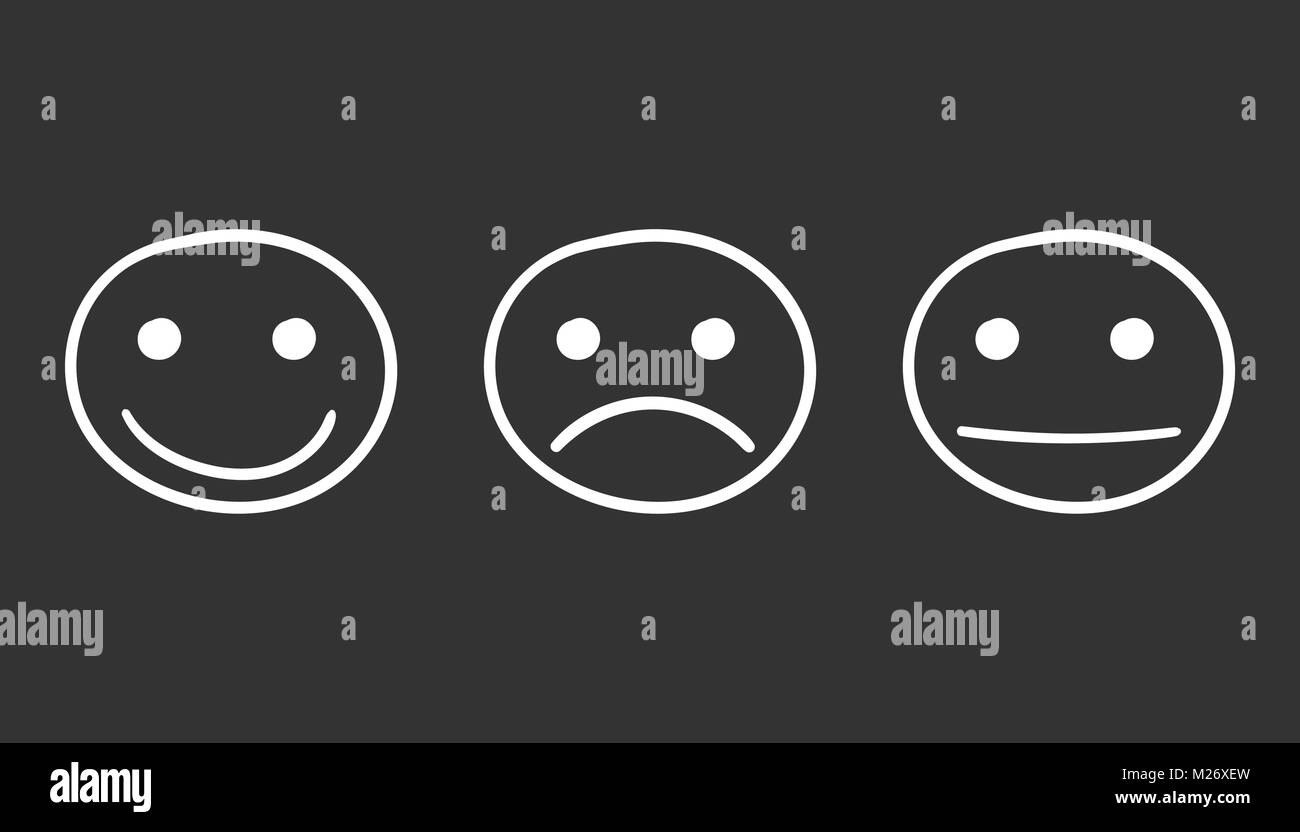 Hand Smiley gezeichnet. Emotion Gesicht Vector Illustration im flachen ...