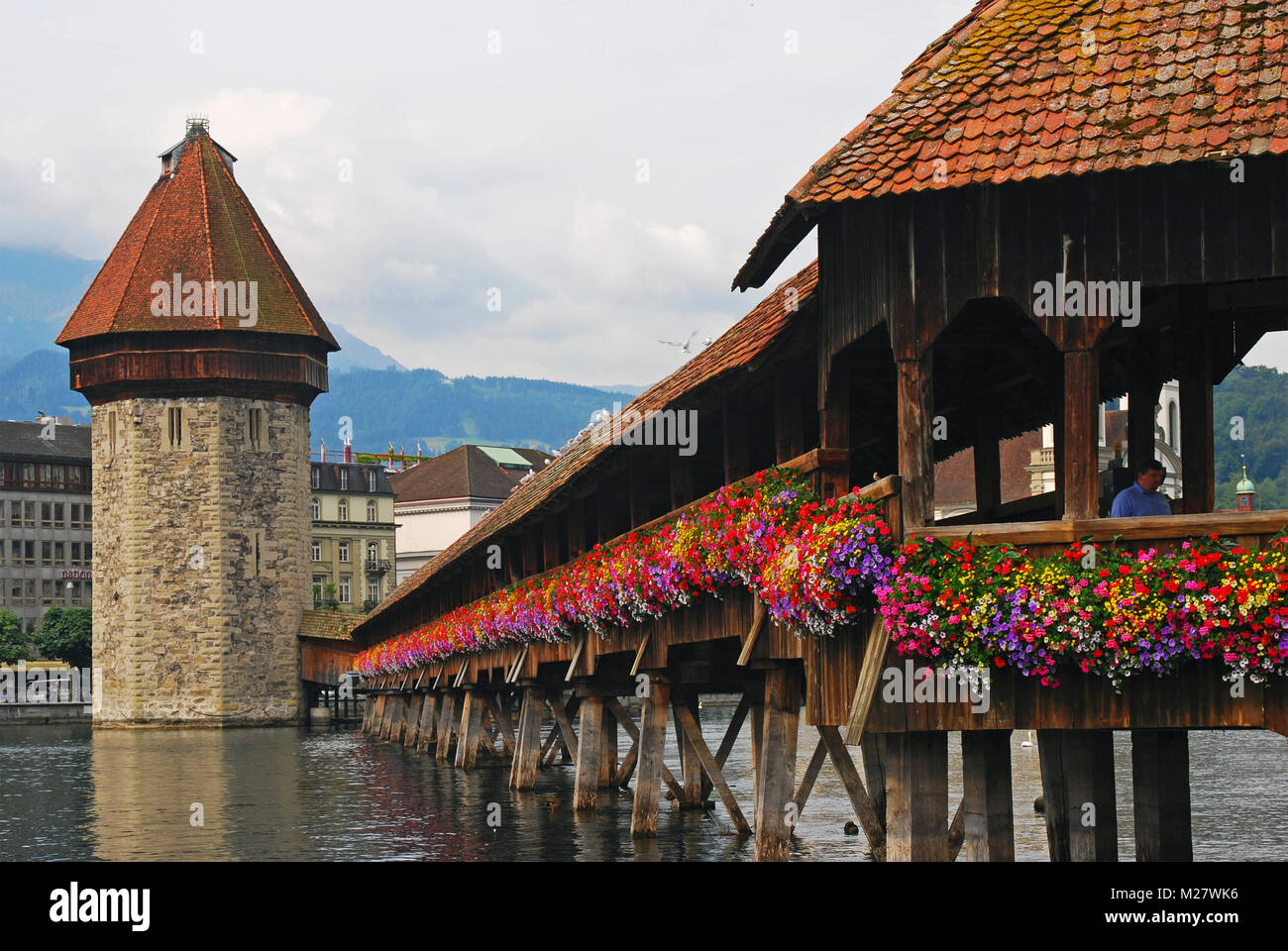Kapellbrücke, oder Kapellbrücke und dem Wasserturm, Luzern, Kanton ...