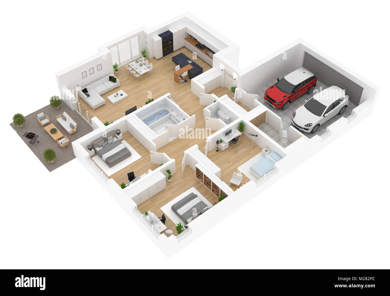 Grundriss Ansicht von oben. Haus innen auf weißem Hintergrund ...