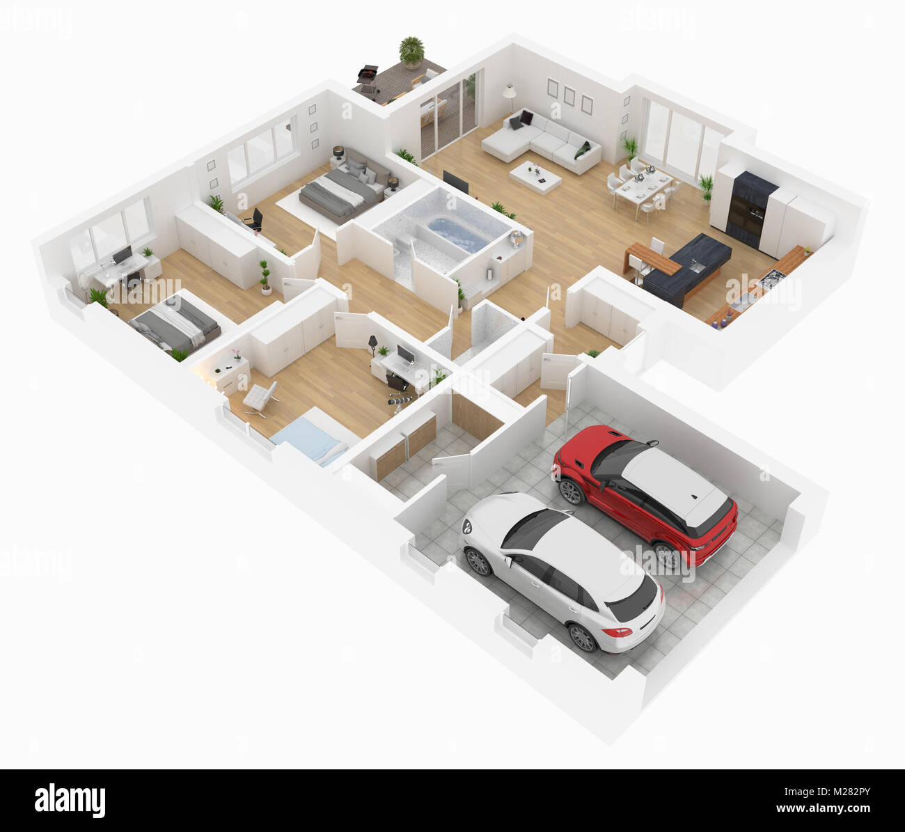 Grundriss Ansicht von oben. Haus innen auf weißem Hintergrund ...