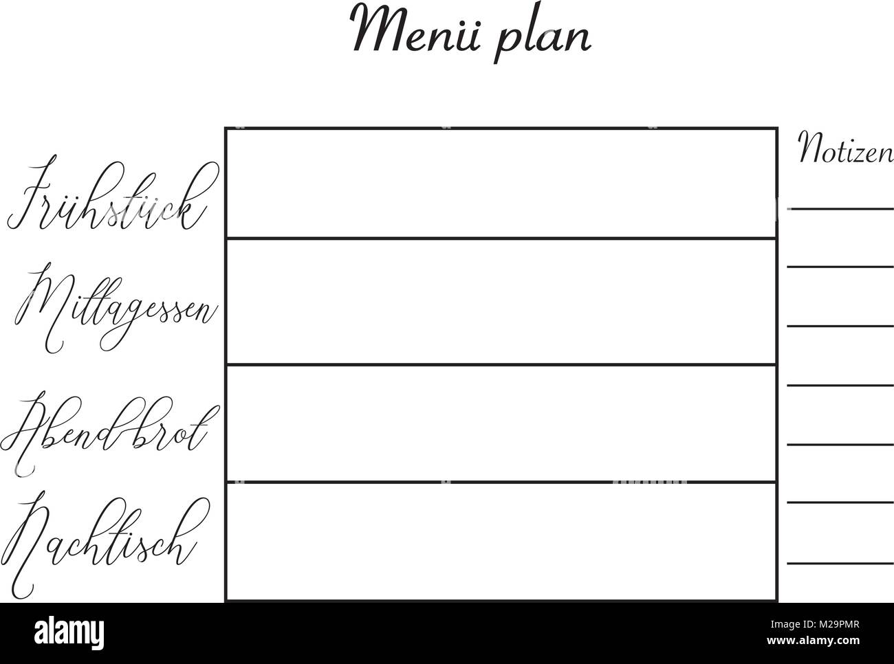 Menu in german speisekarte in Stock-Vektorgrafiken kaufen - Alamy