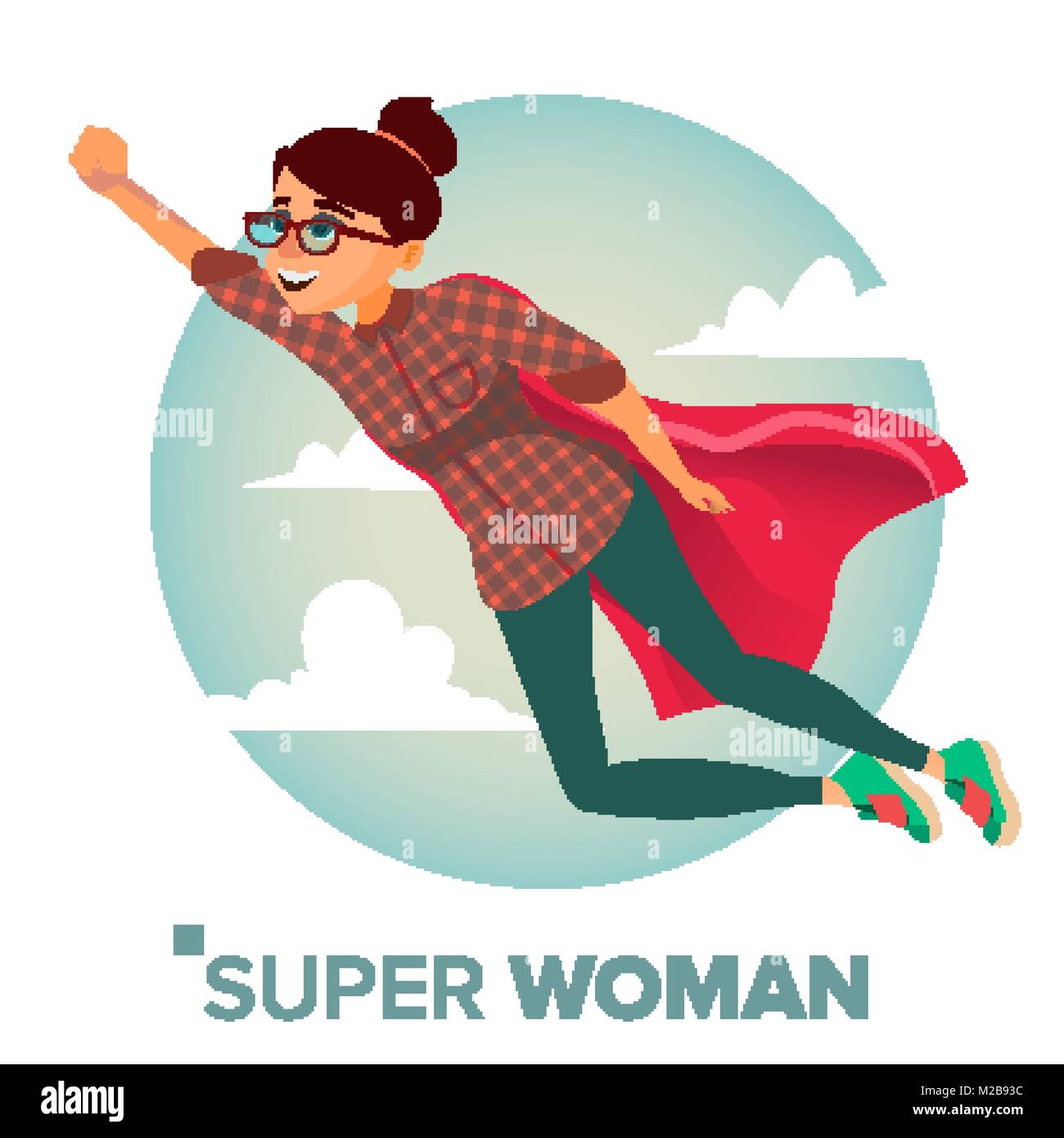 Super Business Woman Charakter Vektor. Roten Cape. Führung Konzept ...
