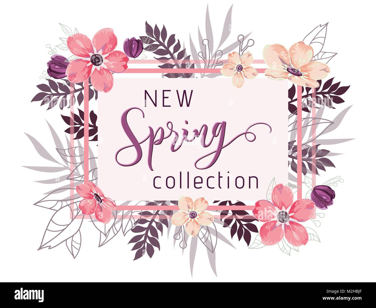 Neue Feder Sammlung Hintergrund mit schönen rosa und fucshia Blumen ...