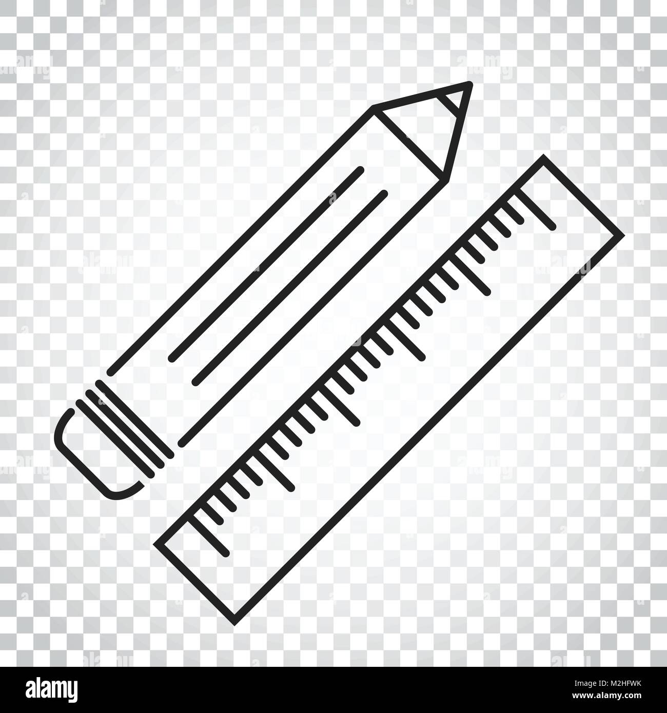 Bleistift mit Lineal. Lineal meter Vector Illustration. Einfaches ...
