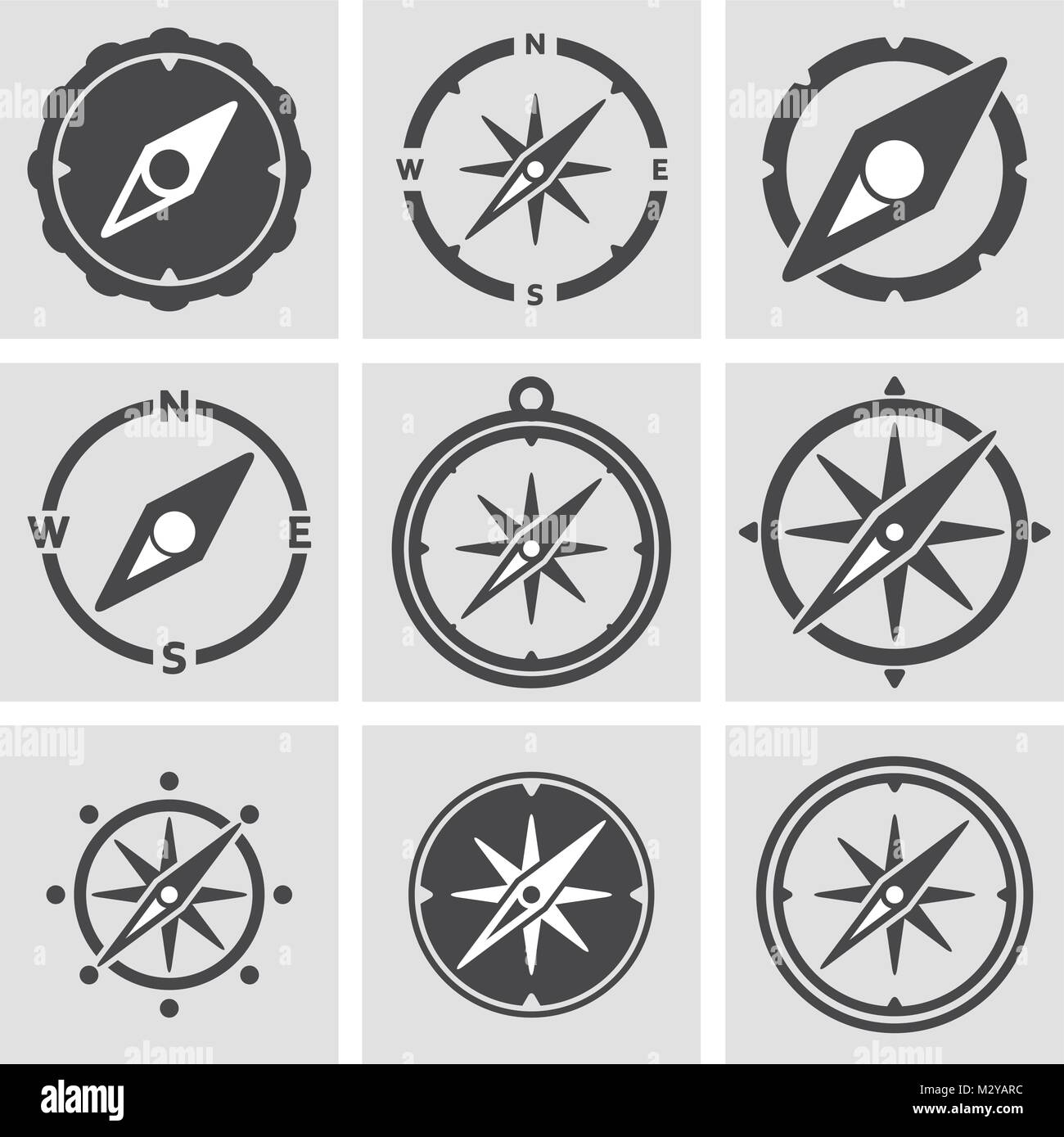 Vektor Sammlung von Kompass Symbole für Karte Illustrationen. Abenteuer ...