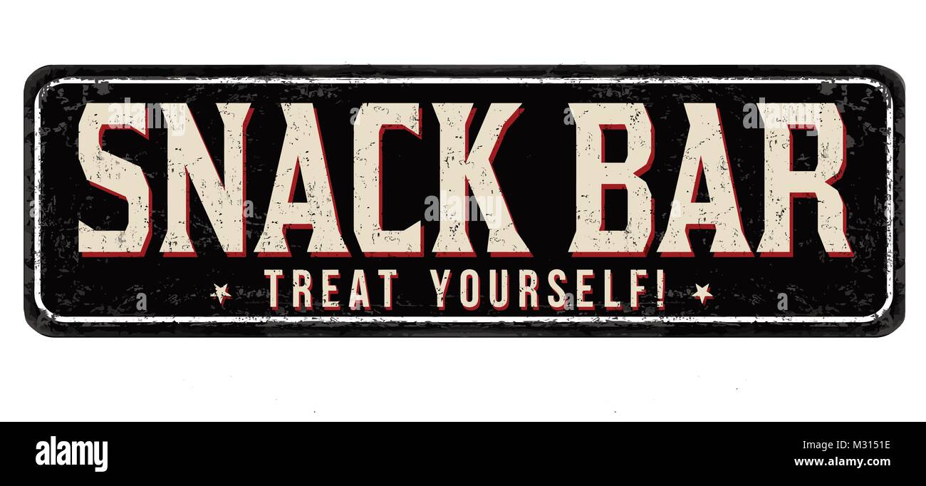 Snackbar vintage rostiges Metall Zeichen auf weißem Hintergrund, Vector ...