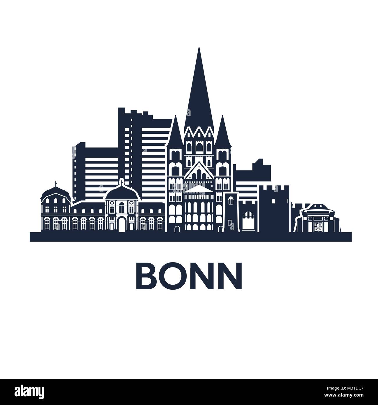 Abstract Skyline der Stadt Bonn in Deutschland, Vektor, Abbildung Stock ...