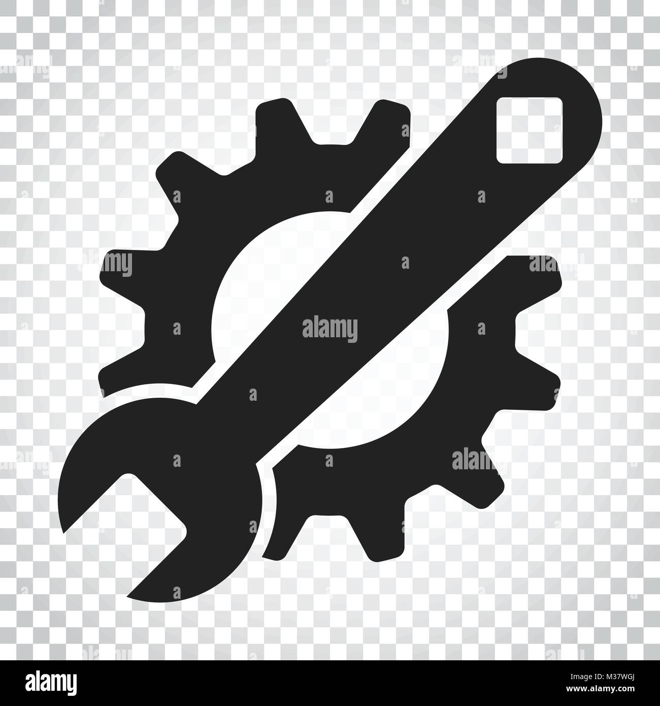 Service Werkzeuge flach Vektor icon. Zahnrad mit ...