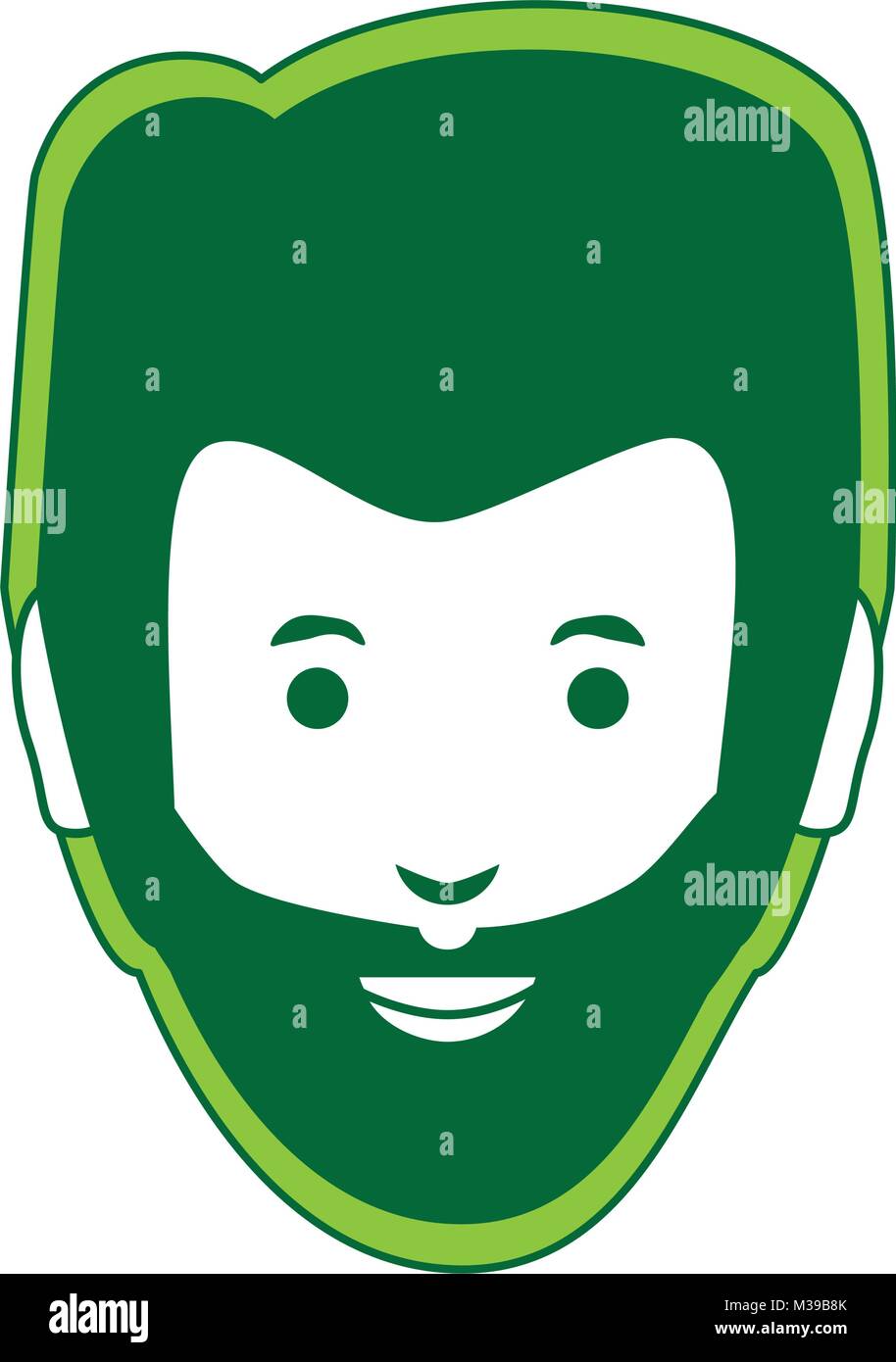 Cartoon Mann mit Bart Symbol auf weißem Hintergrund, grüne ...