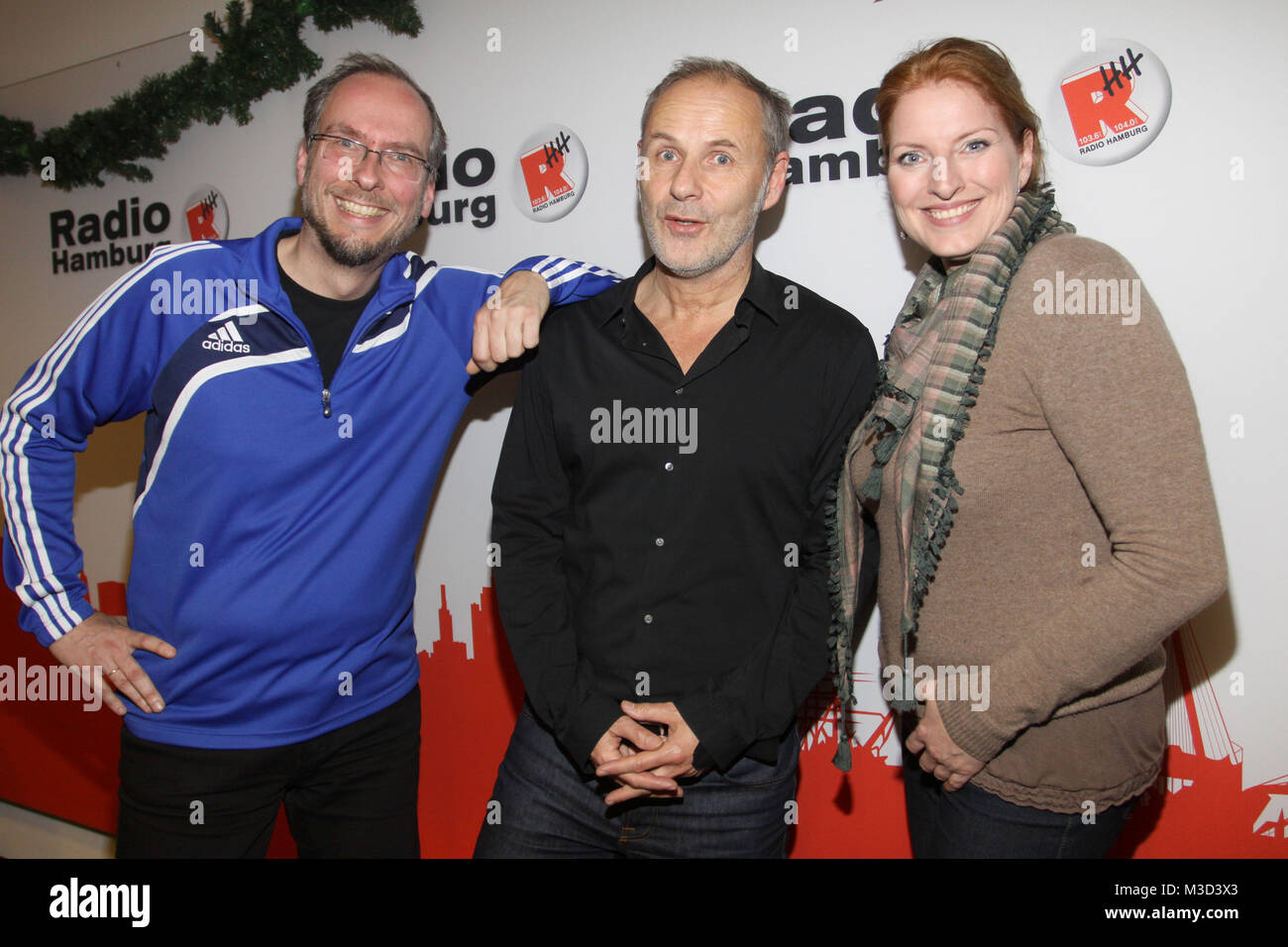 Reinhold Beckmann mit Moderatoren John Ment und Birgit Hahn, Radio ...