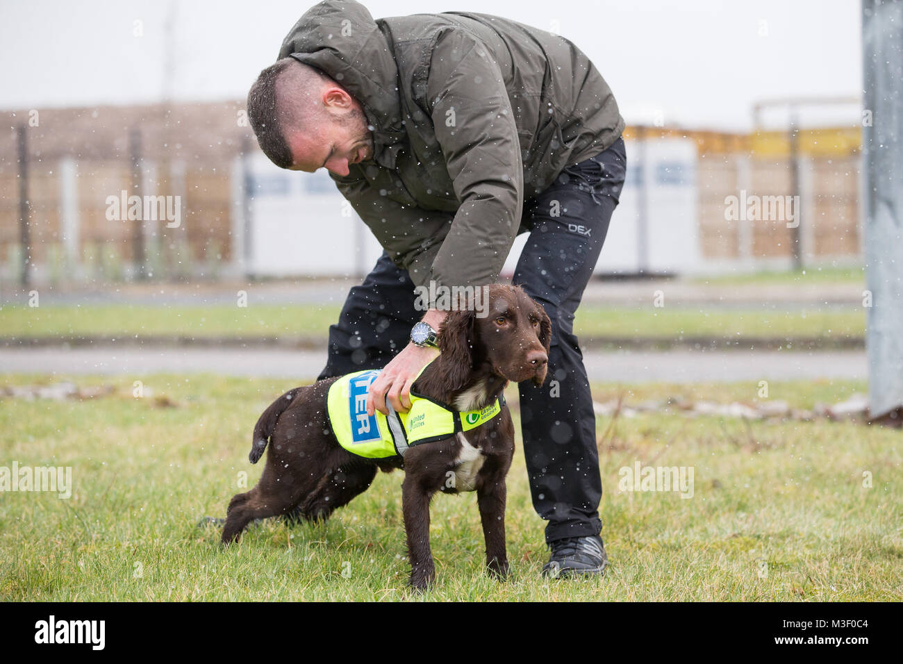 Snipe der Hund, mit Ross Stephenson, in Potsdam, wo er die Ausbildung ...