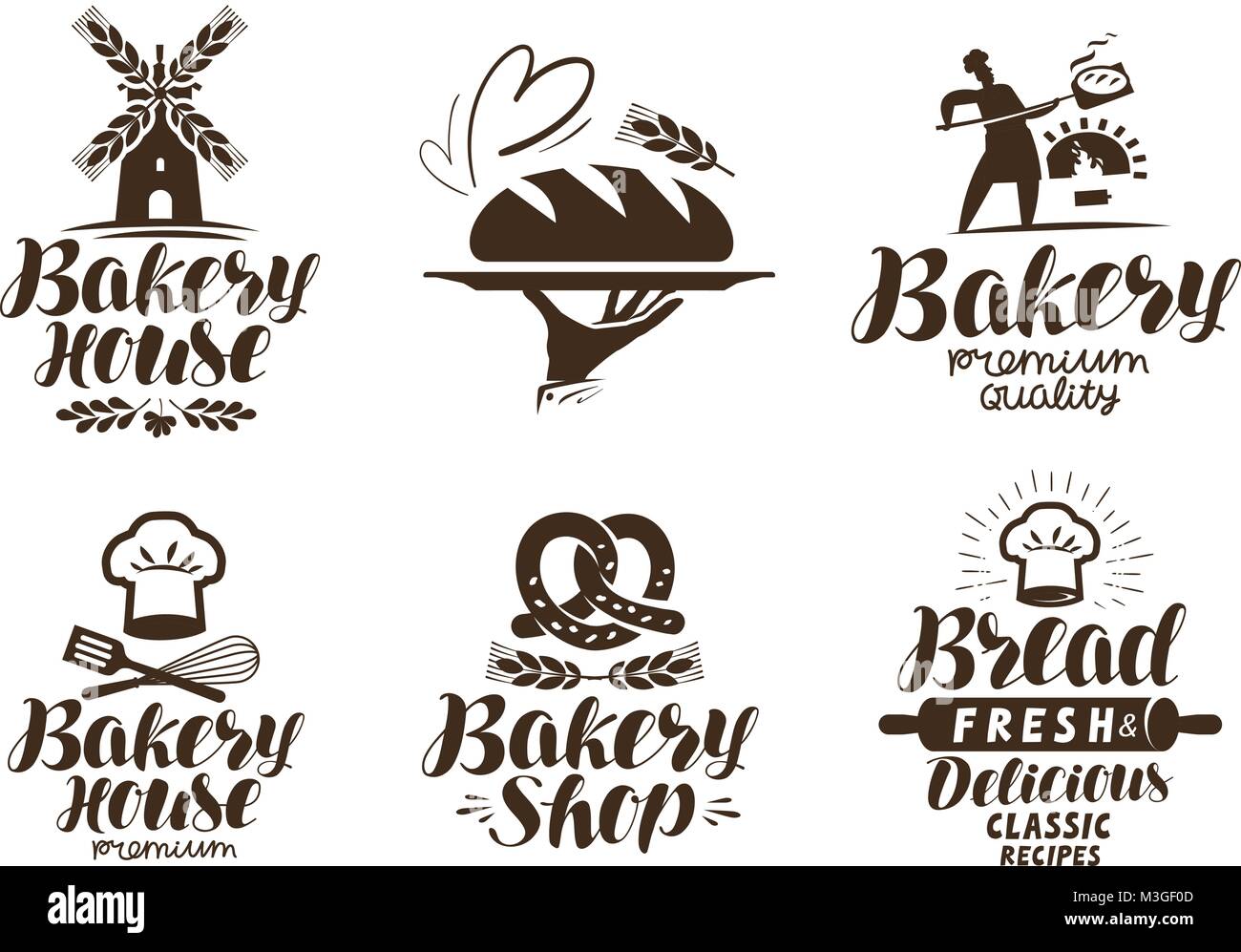 Bäckerei, backhaus Etikett oder Logo. Brot, Backwaren, Lebensmittel ...