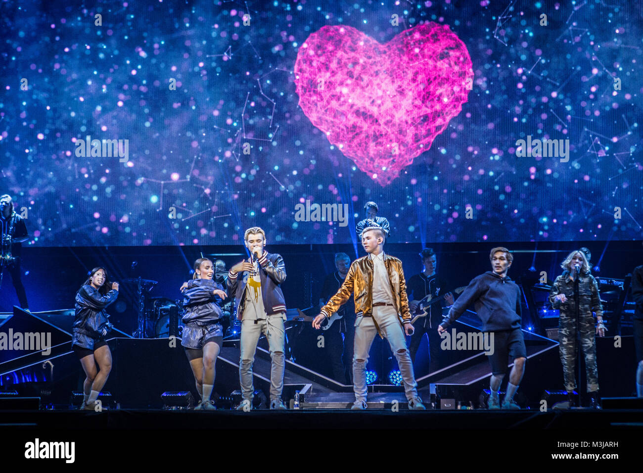Kopenhagen, Dänemark. 10. Februar 2018. Die norwegische Pop Duo Marcus ...