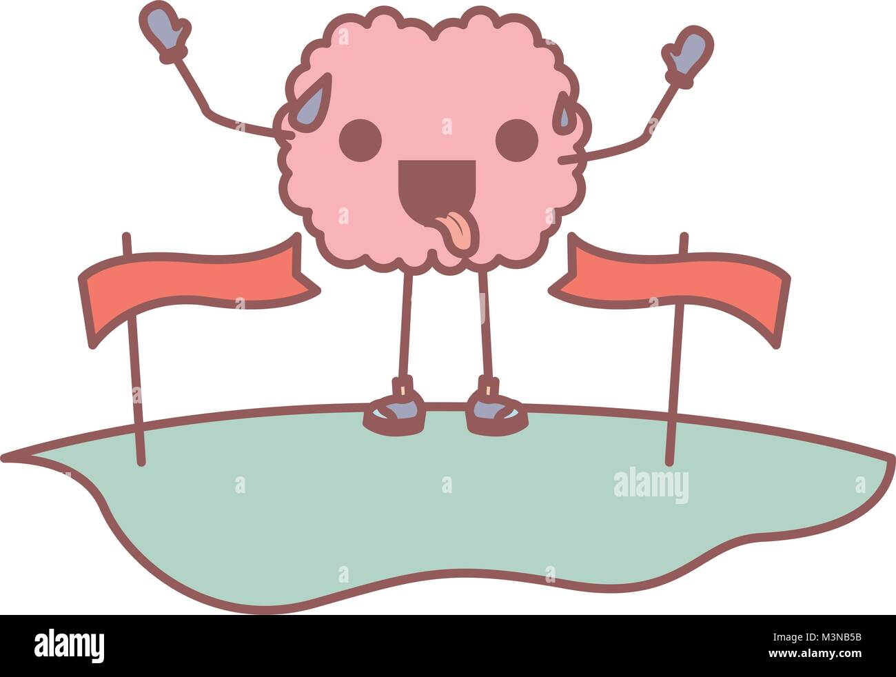 Comic Gehirn gewinnen Rennen kawaii Charakter Stock-Vektorgrafik - Alamy