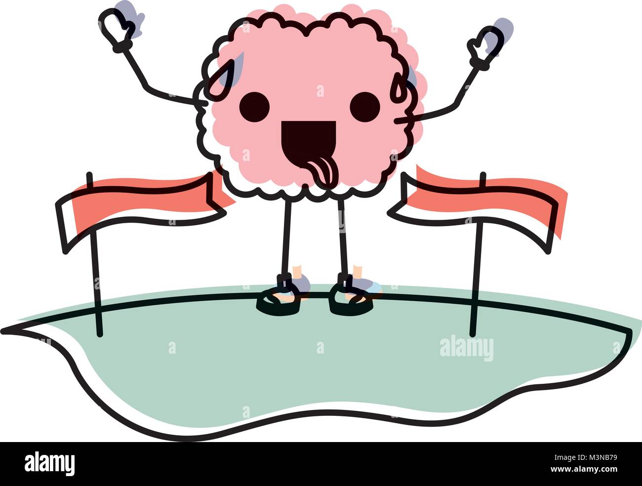 Comic Gehirn gewinnen Rennen kawaii Charakter Stock-Vektorgrafik - Alamy