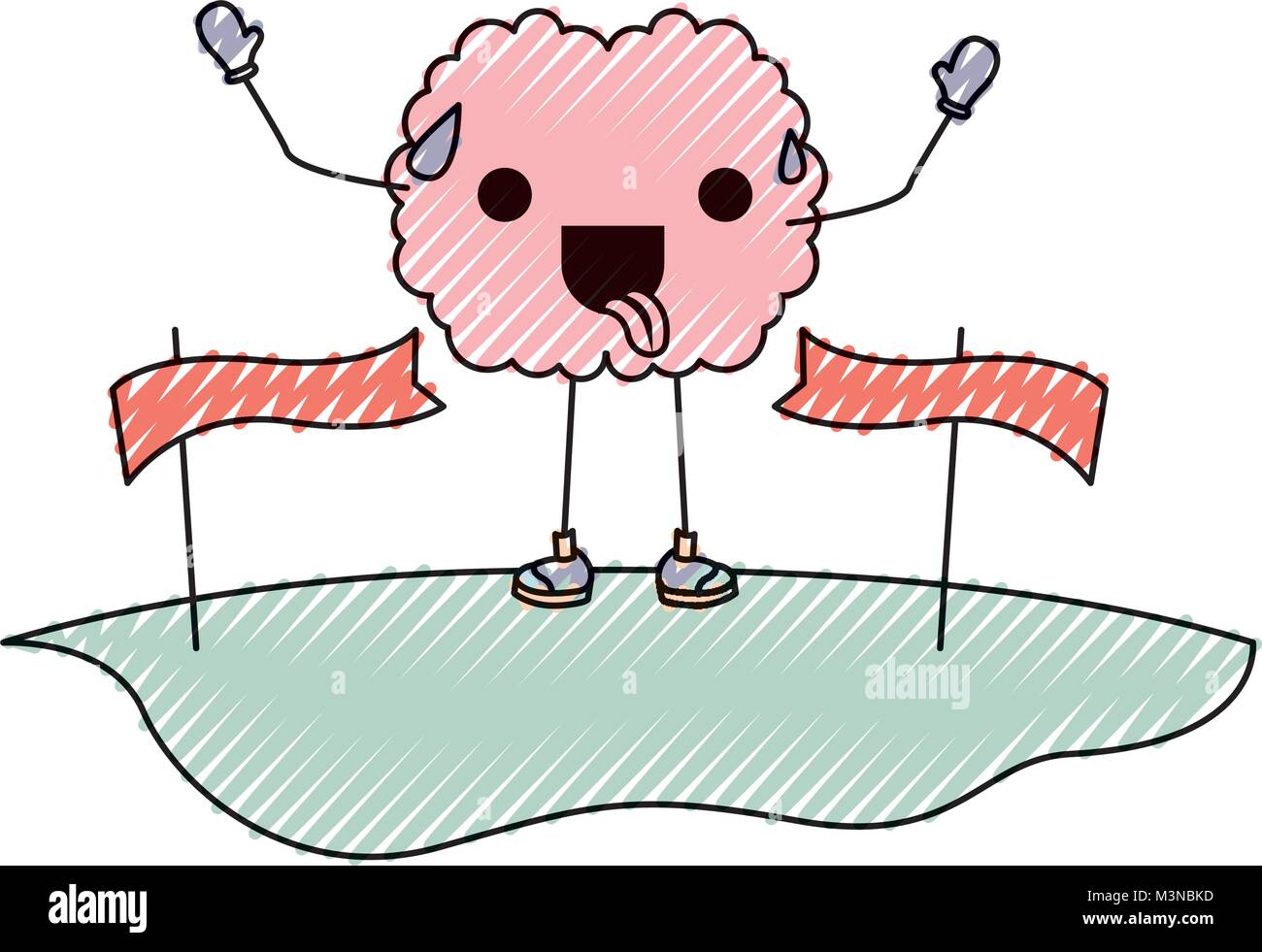 Comic Gehirn gewinnen Rennen kawaii Charakter Stock-Vektorgrafik - Alamy
