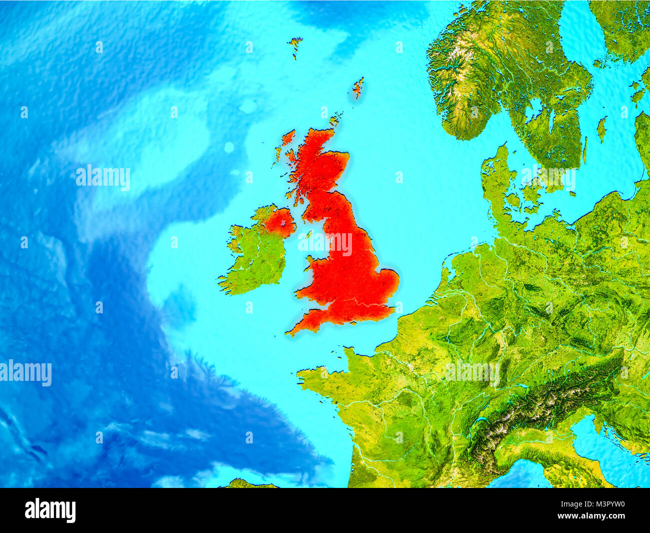 Great Britain Satellite View Stockfotos & Great Britain Satellite View ...