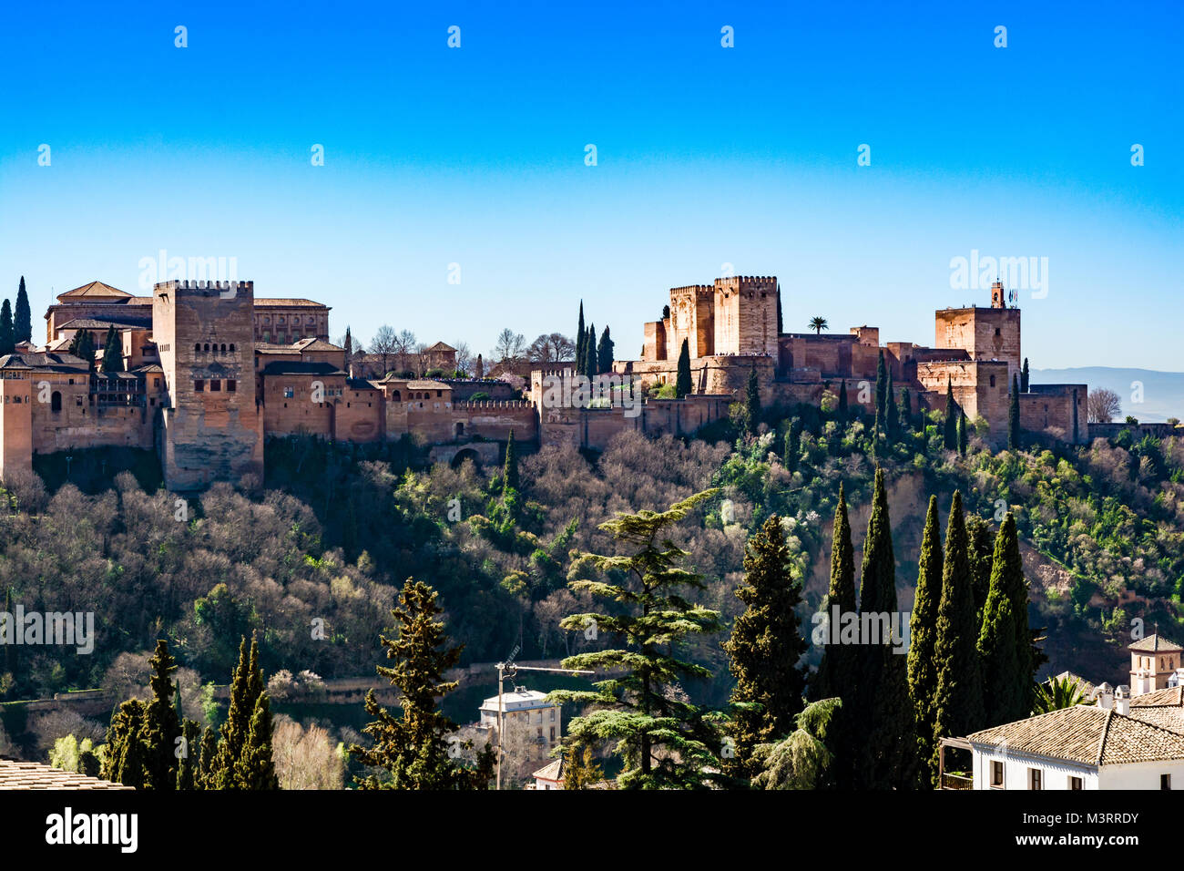 Granada, Spanien: Alhambra Palast- und Festungsanlage Stockfotografie ...
