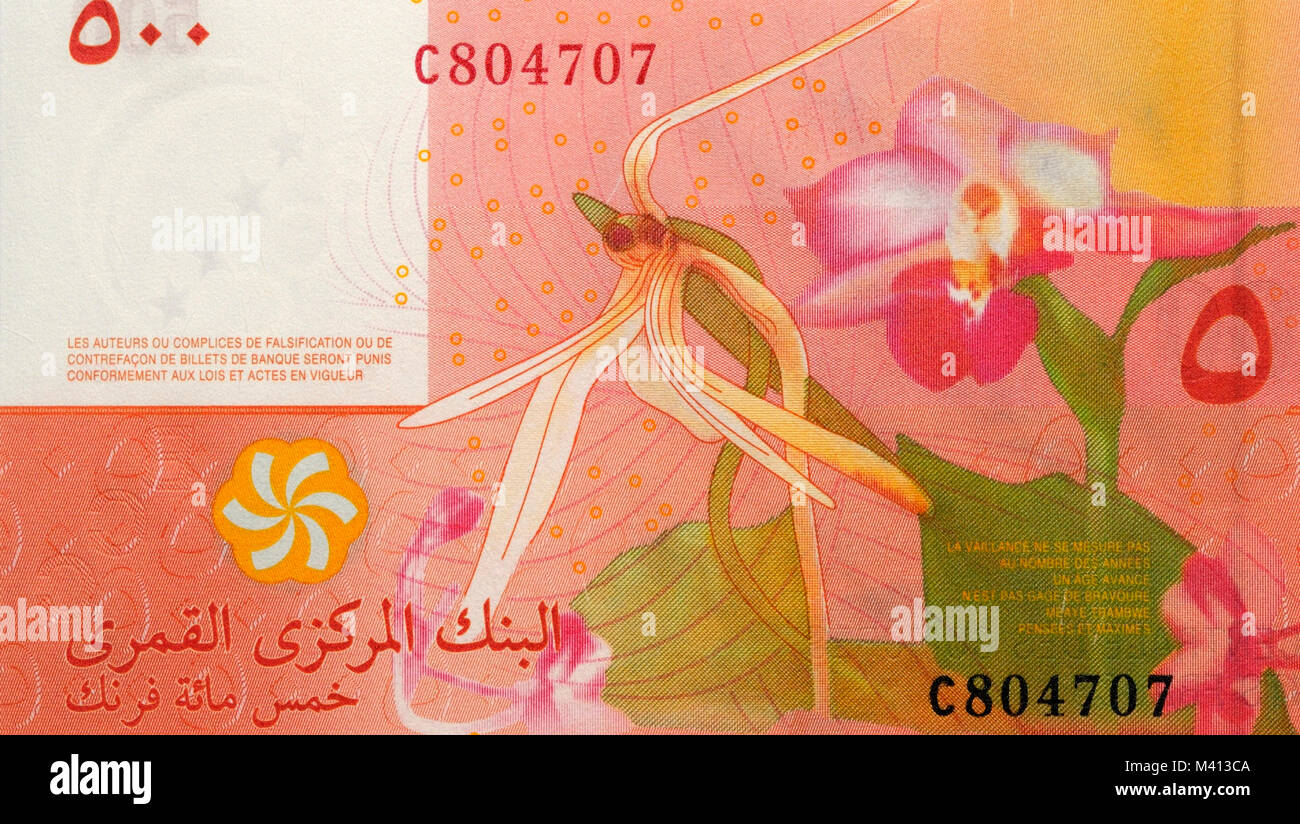 Comoro Inseln 500 500 Franken Bank Note Stockfotografie - Alamy