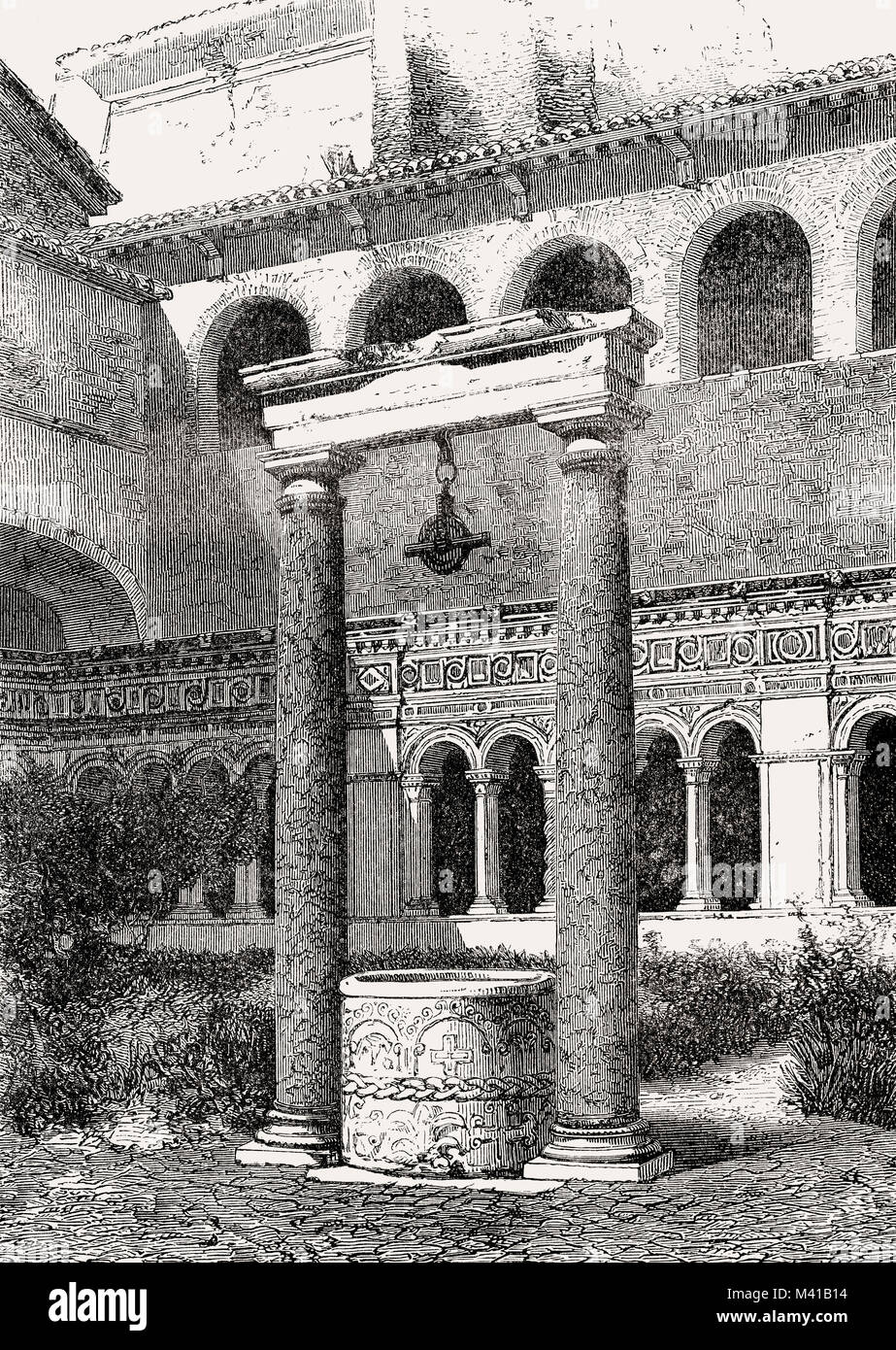 Das Kloster Hof, Brunnen, Basilika St. Johann im Lateran, Rom, Italien ...