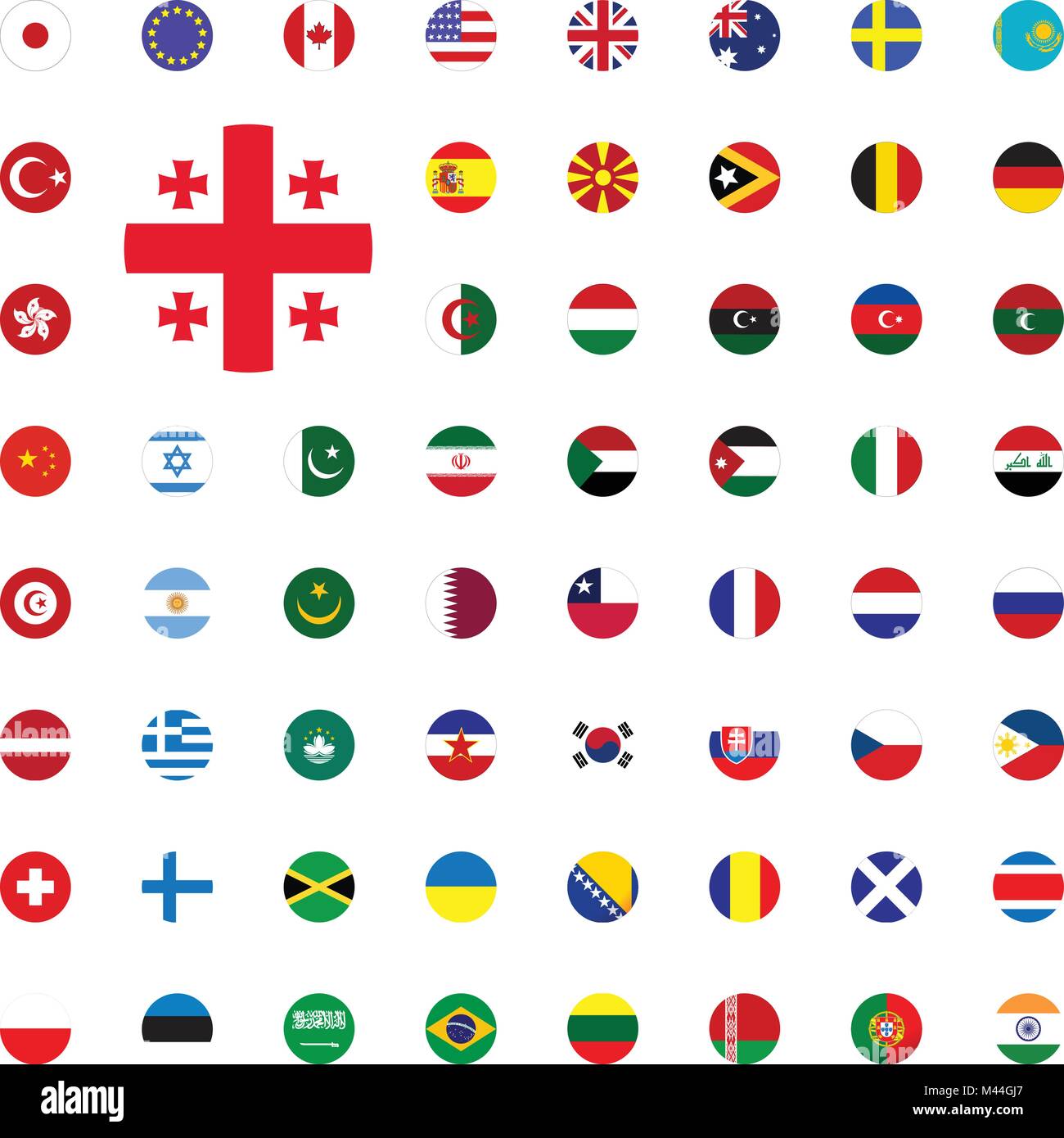 Georgia runde Flagge Symbol. Runde Welt Flaggen Vektor-illustration ...