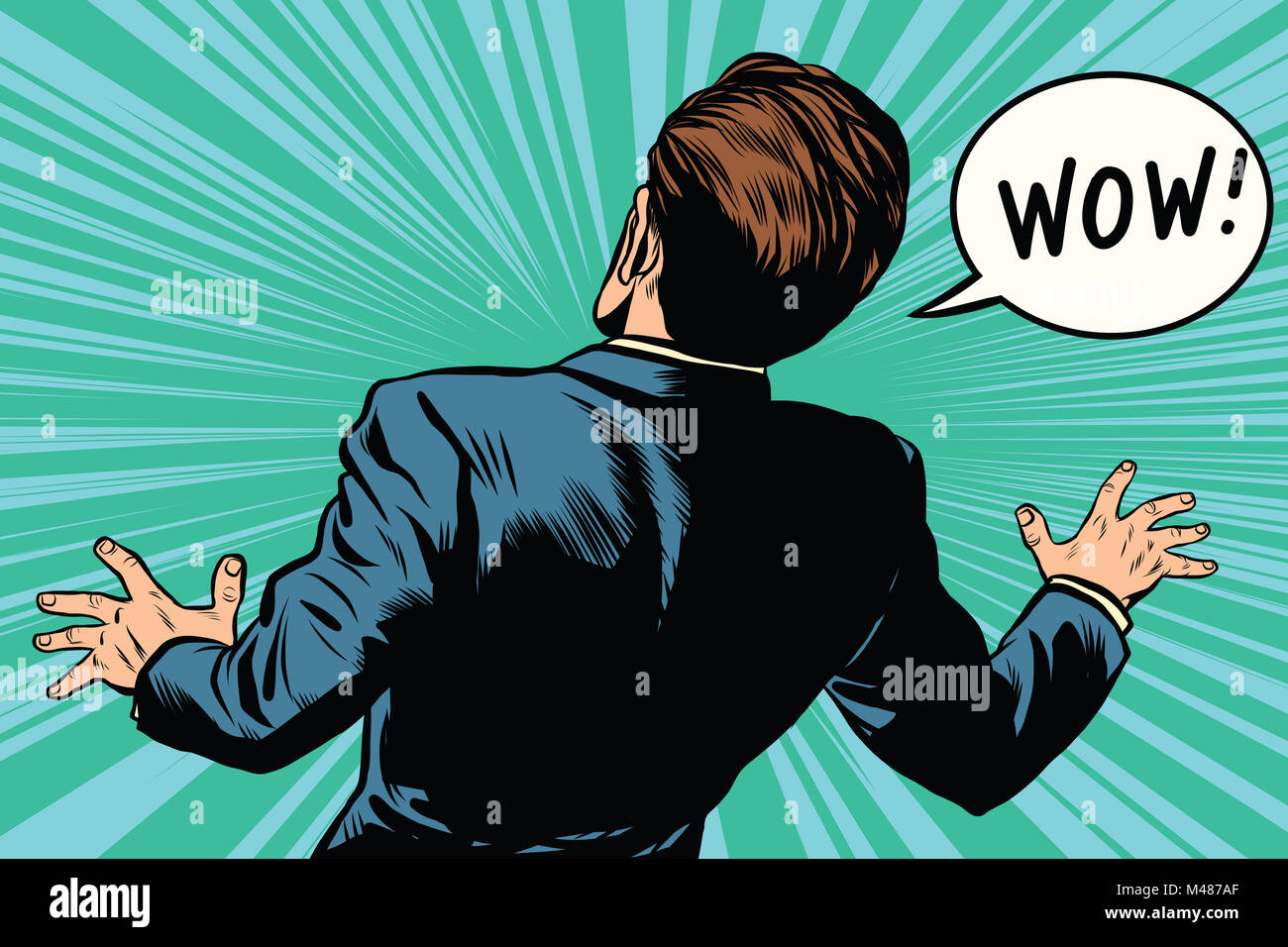 Wow Reaktion Mann Angst retro comic Pop-Art Stockfotografie - Alamy
