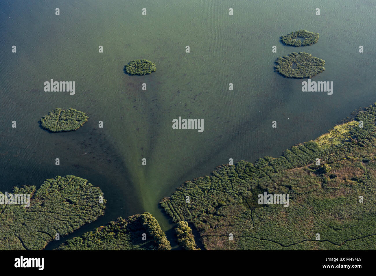 Luftbild des Donaudelta, dem zweitgrößten Feuchtgebiet in Europa und die größte Reed Bett in der ...