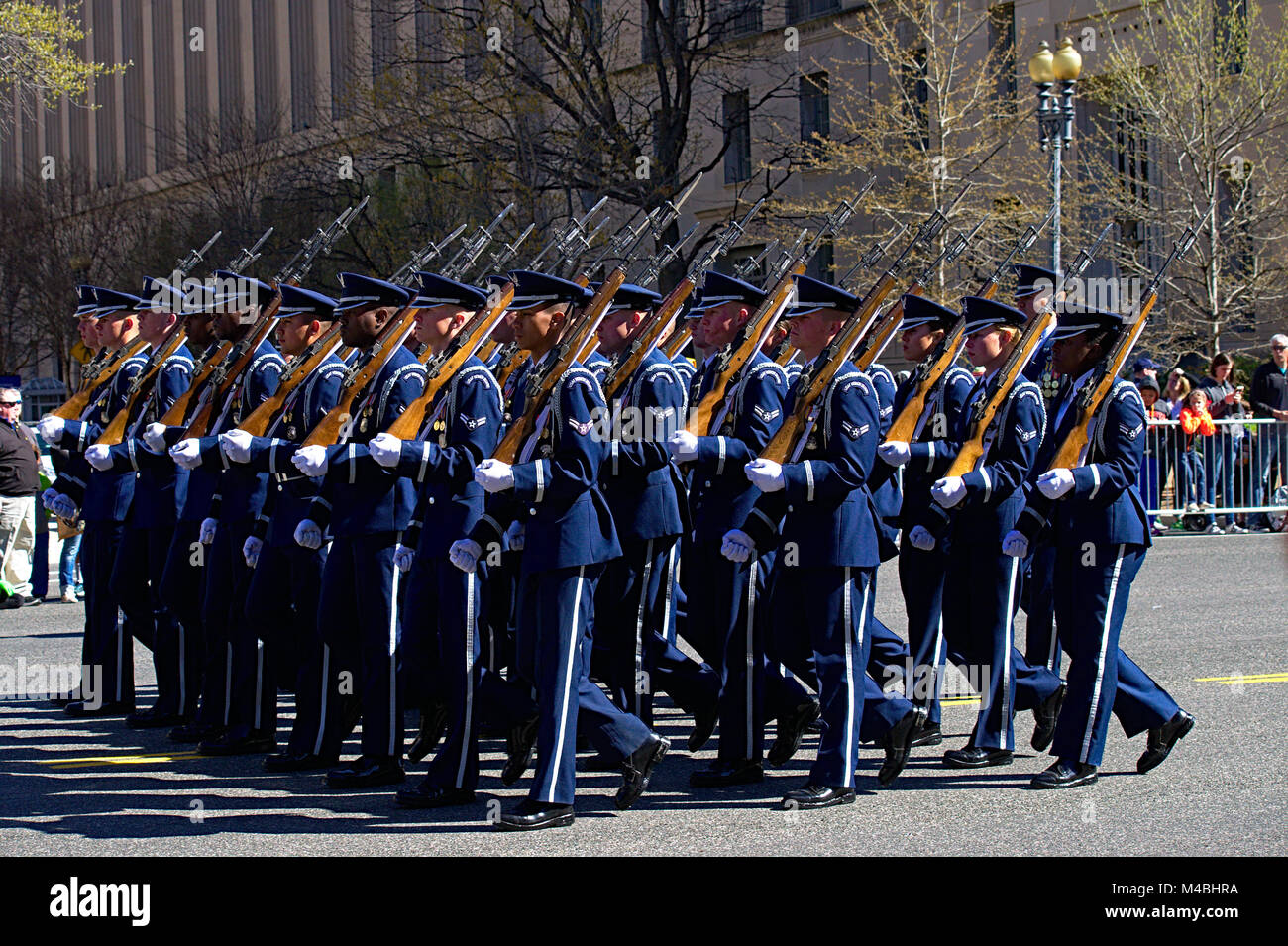 US Air Force Marching Platoon in Cherry Blossom Parade in Washington DC ...
