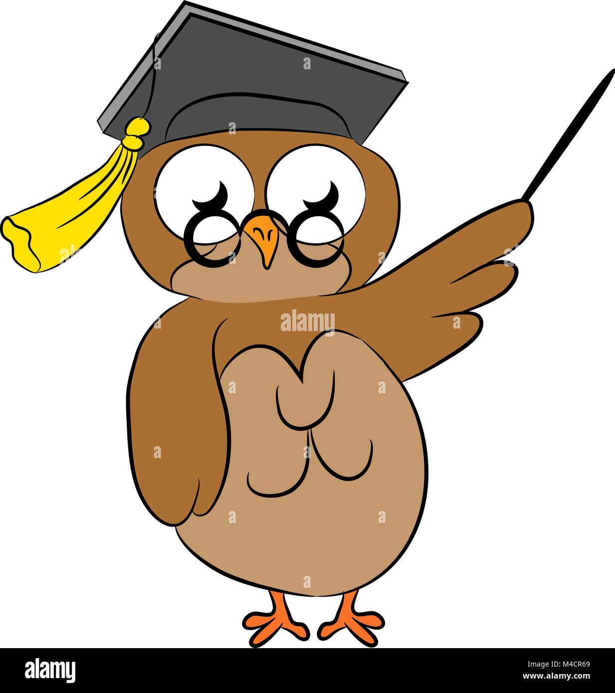 Cute Cartoon Wise Owl Wearing Stockfotos & Cute Cartoon Wise Owl ...