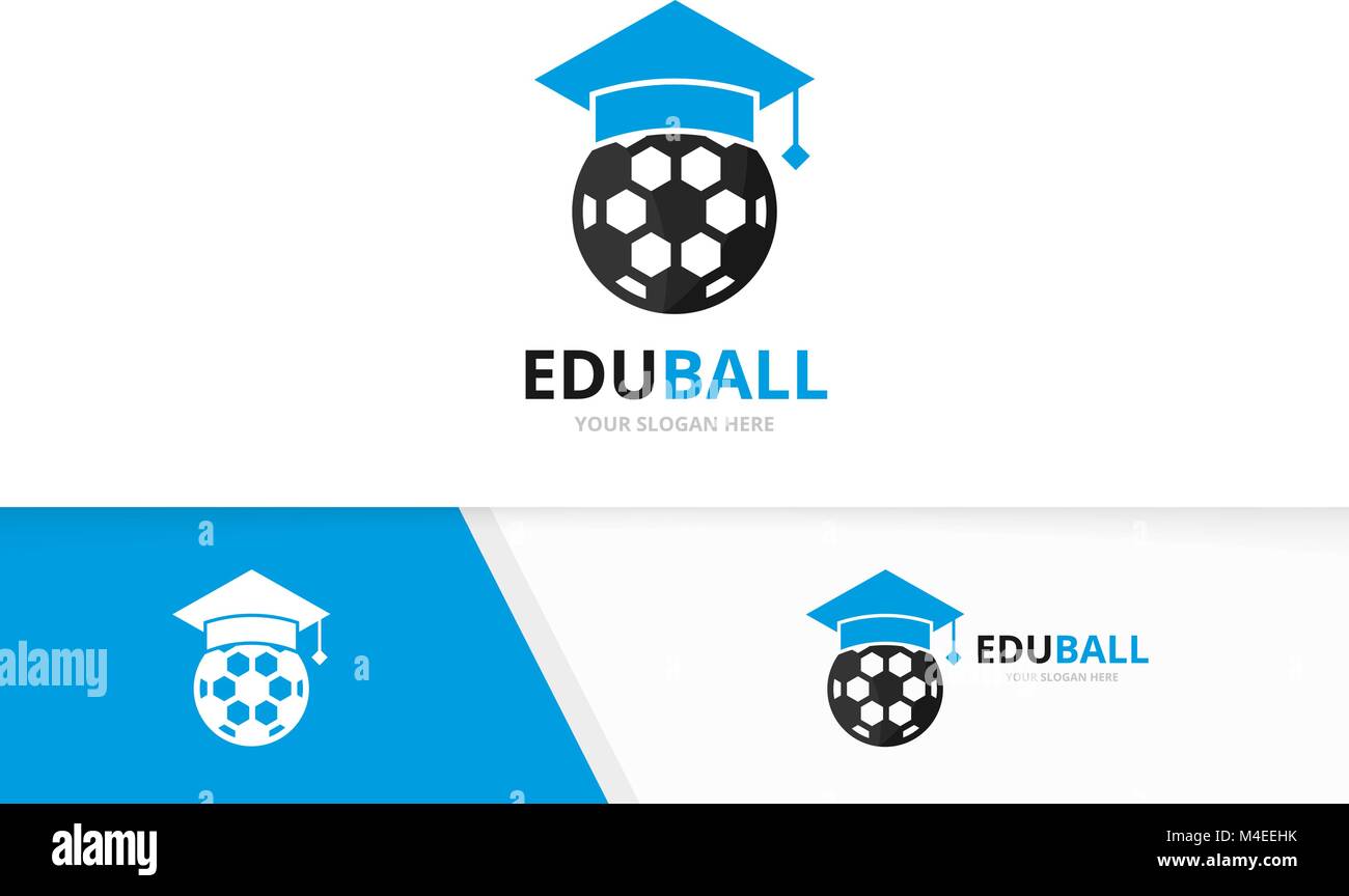 Vektor Absolvent hat und Fußball logo Kombination. Studie und Kugel ...