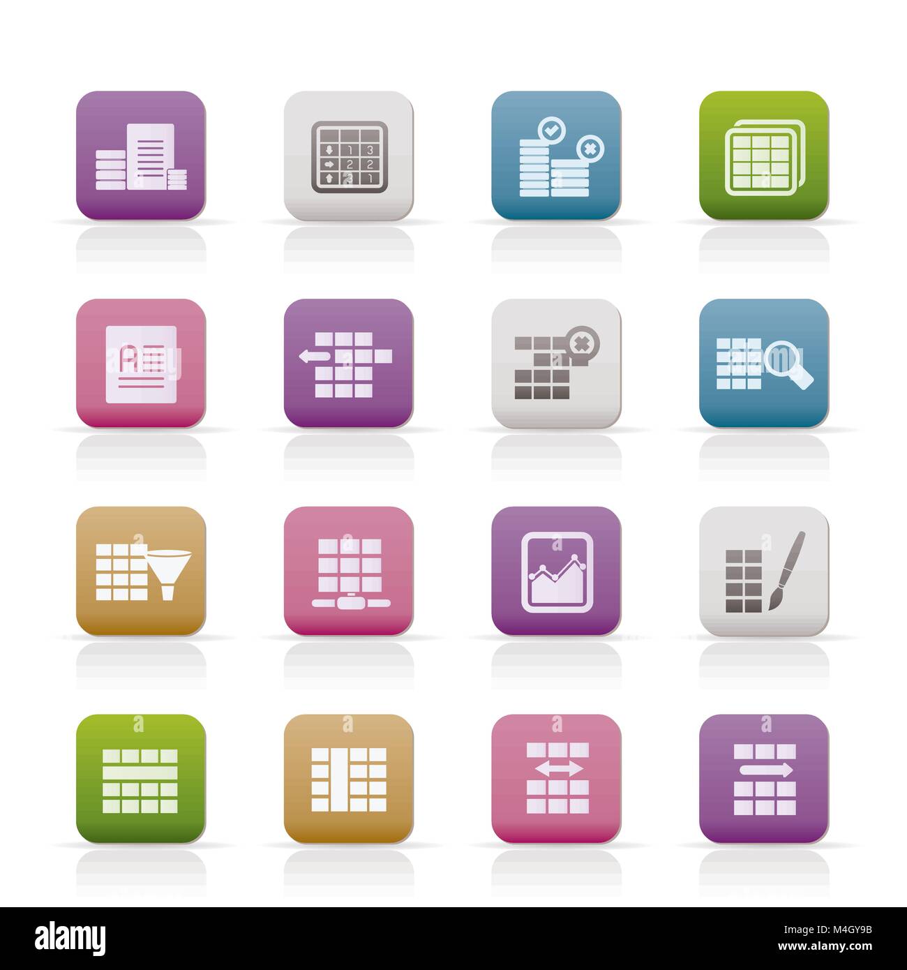 Datenbank und Tabelle Formatieren Symbole - Vektor Icon Set Stock ...