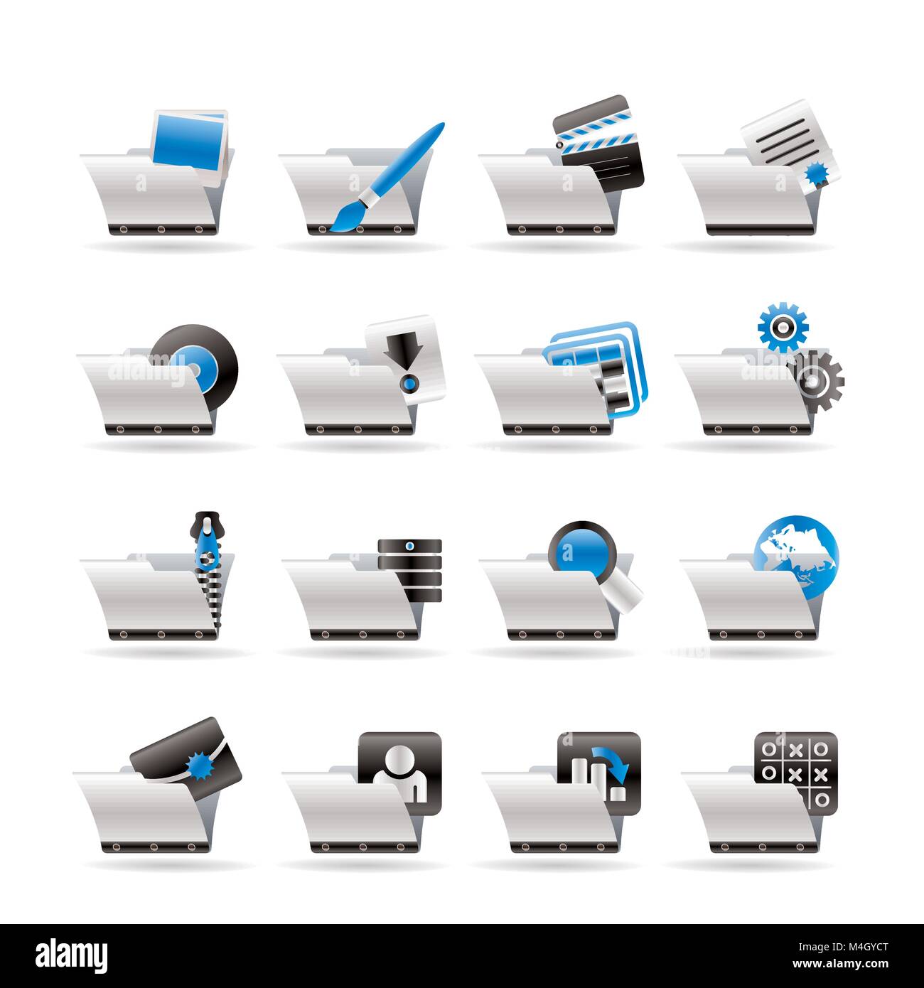 Computer und Handy Symbole - Ordner - Vektor Icon Set Stock ...